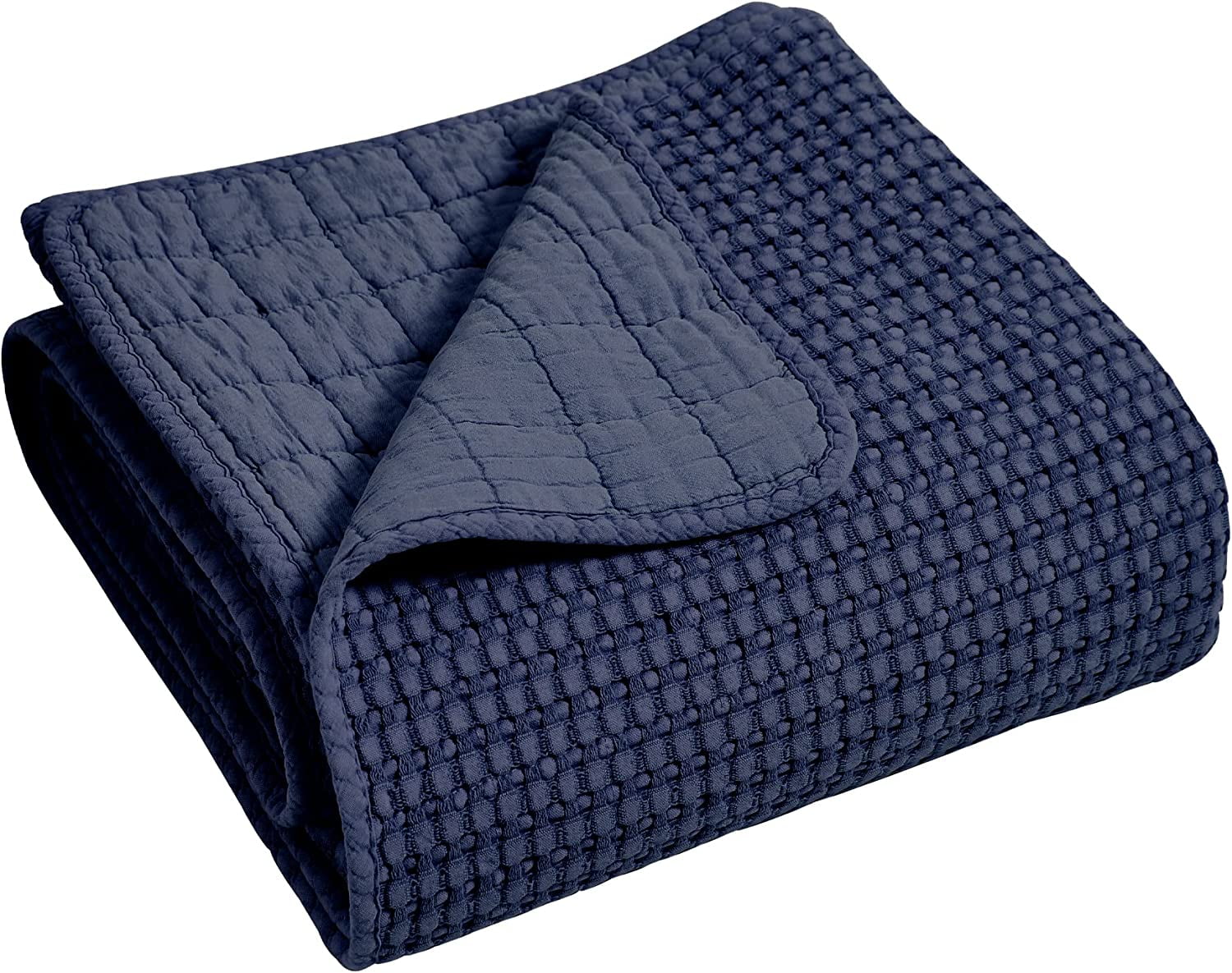 Mills Waffle - Throw - Navy Cotton Waffle - Throw Size 50 x 60in ...