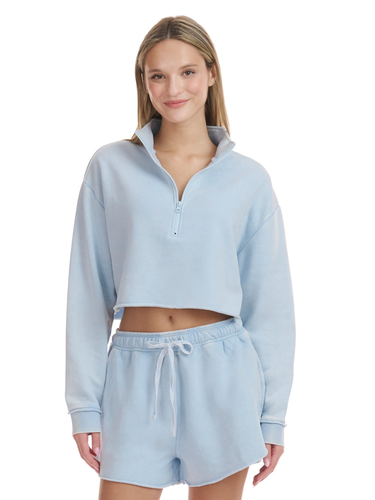 Mills by Millie Bobby Brown Women's Cropped Quarter-Zip Sweatshirt with ...