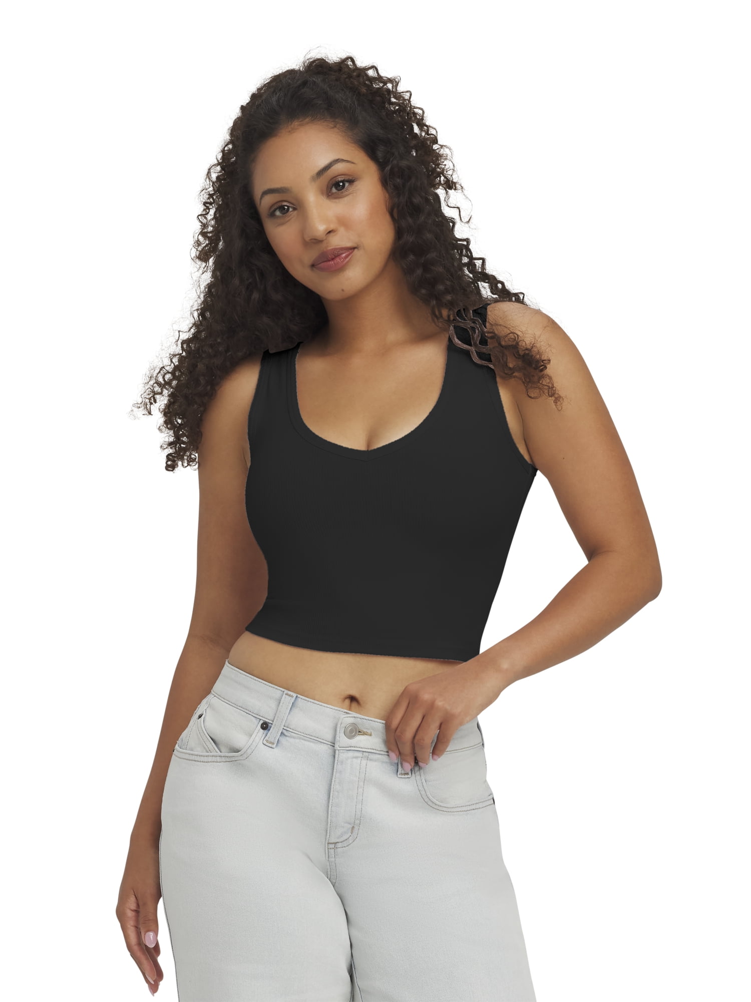 Mills by Millie Bobby Brown Women's Sleeveless Rib Deep V-Neck Tank Top ...