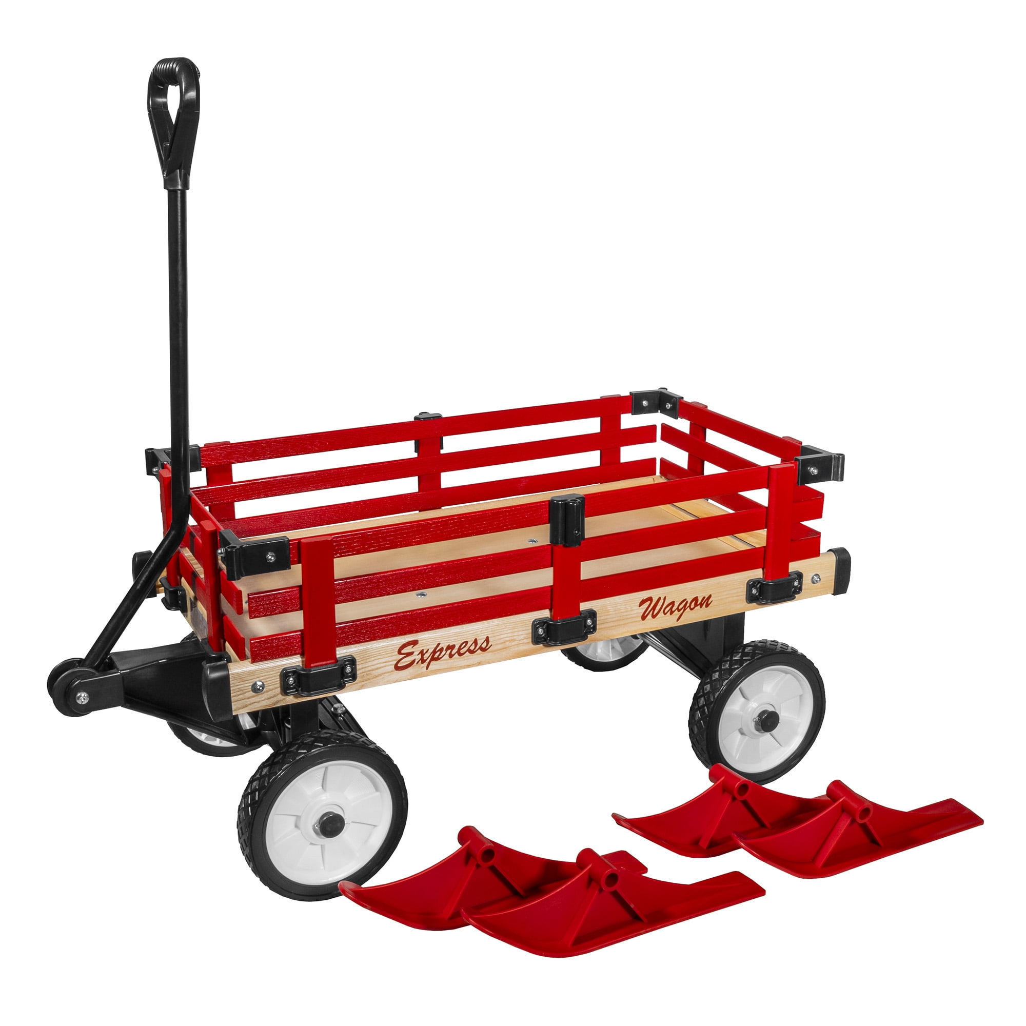Millside Industries All Season Convertible Wood Wagon Cart with Four ...