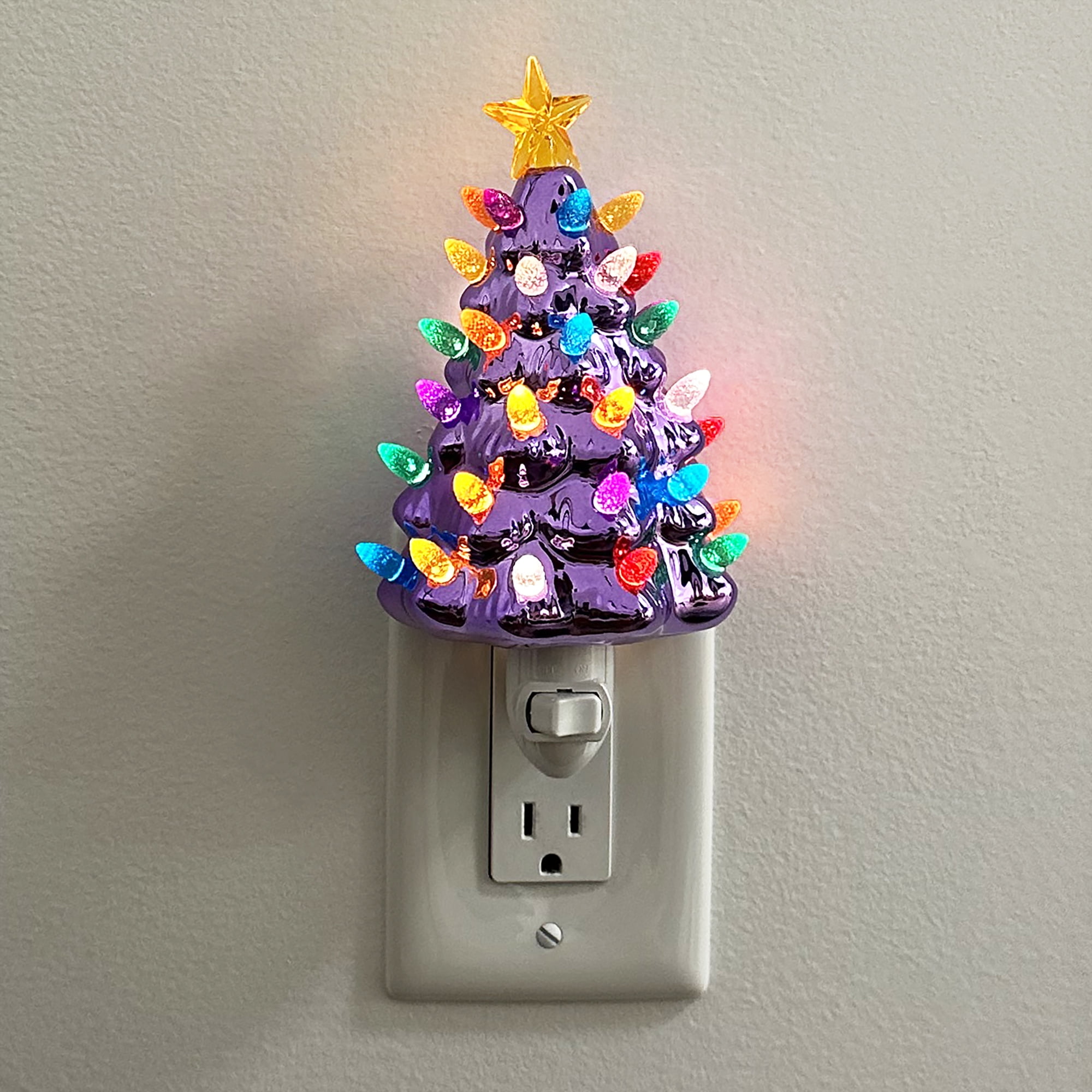 Milltown Merchants Ceramic Christmas Tree Night Light (Pearl Violet ...