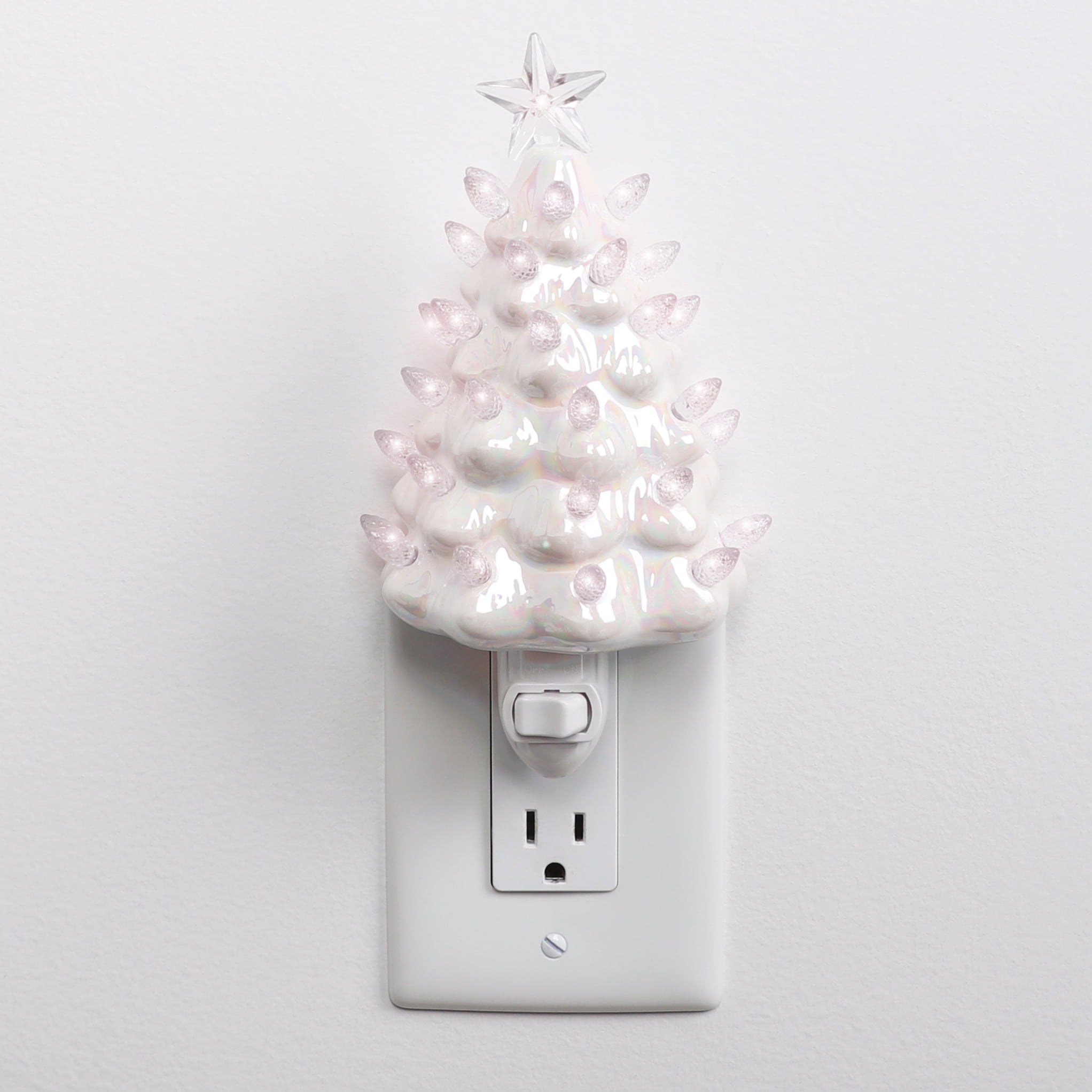 Milltown Merchants, Ceramic Christmas Tree Night Light, Pearl White ...
