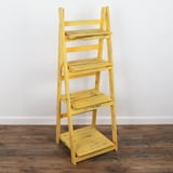 Milltown Merchants Distressed Ladder Shelf - Rustic Leaning Bookshelf ...