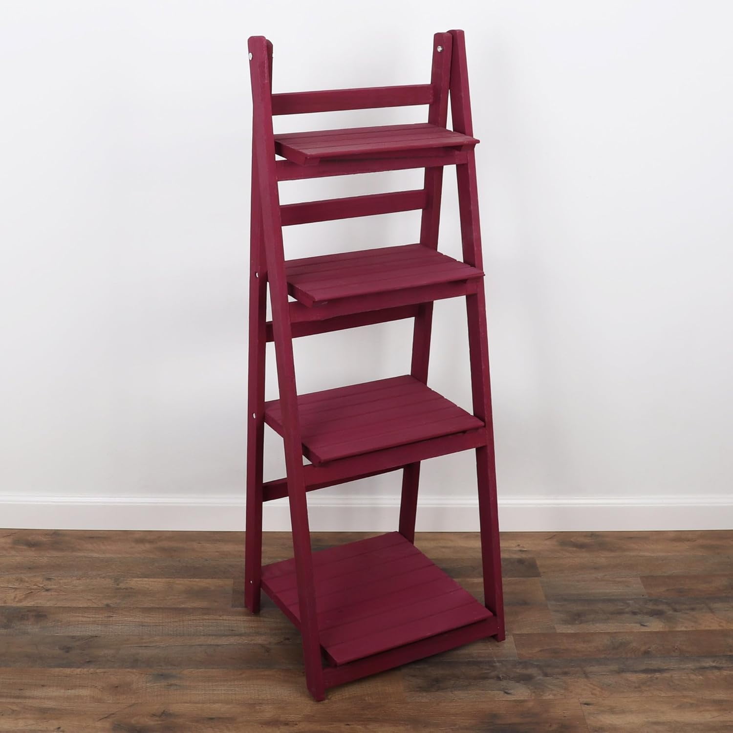 Milltown Merchants Distressed Ladder Shelf - Rustic Leaning Bookshelf ...