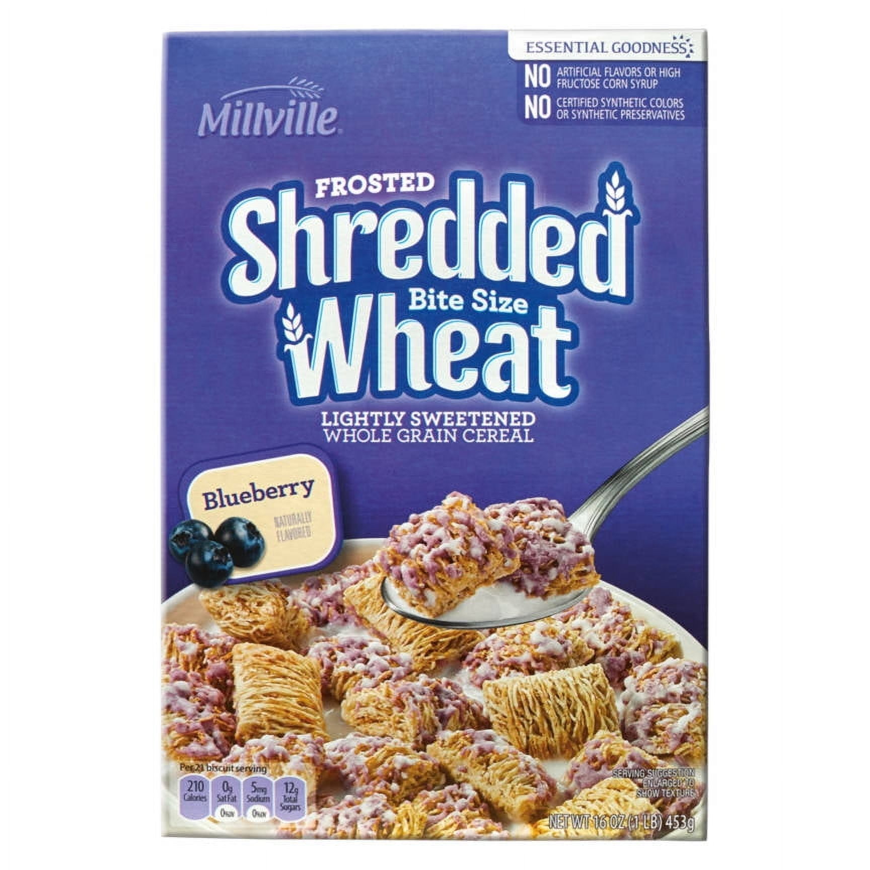 Millville Blueberry Frosted Shredded Wheat Cereal, 16 oz - Walmart.com