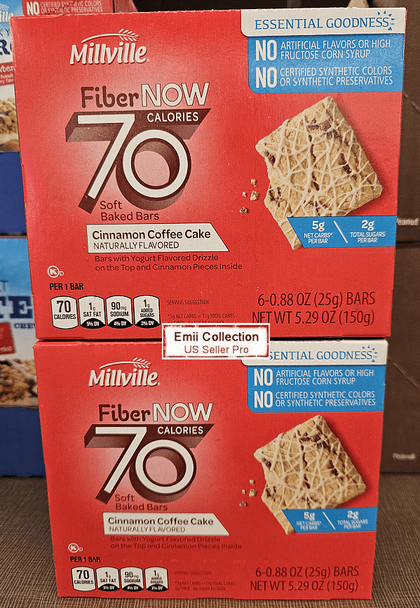 Millville Fiber NOW 70 Calories Soft Baked Bars Cinnamon Coffee Cake 5 ...