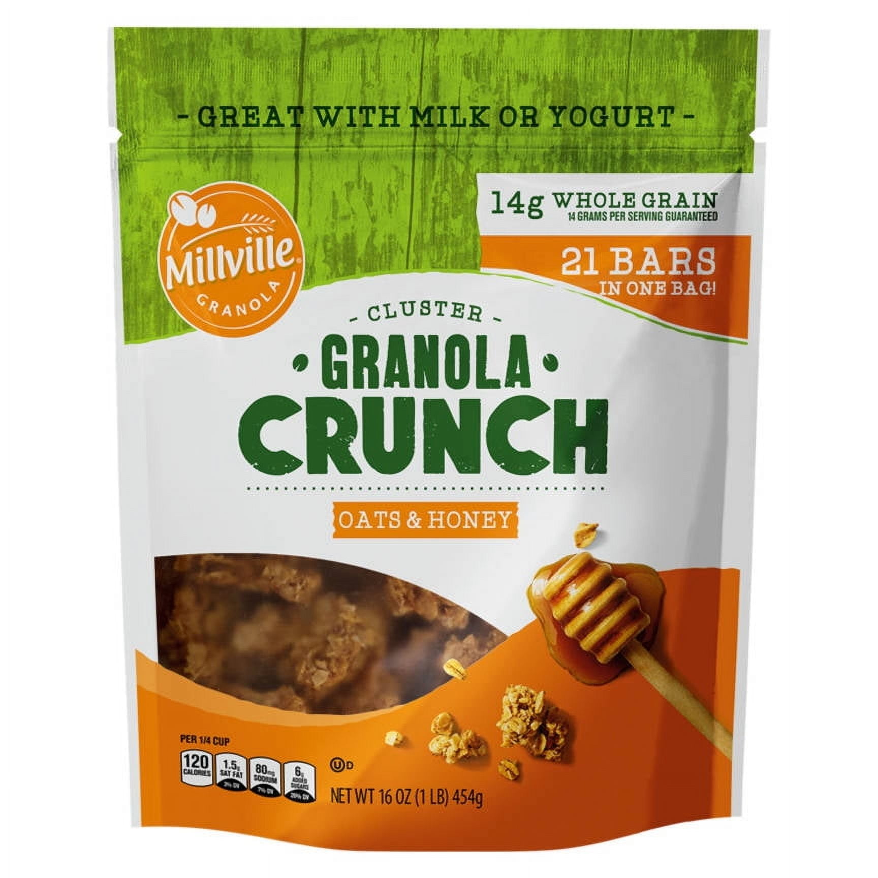 2PK - Millville Oats and Honey Granola Crunch, 16 oz - Walmart.com