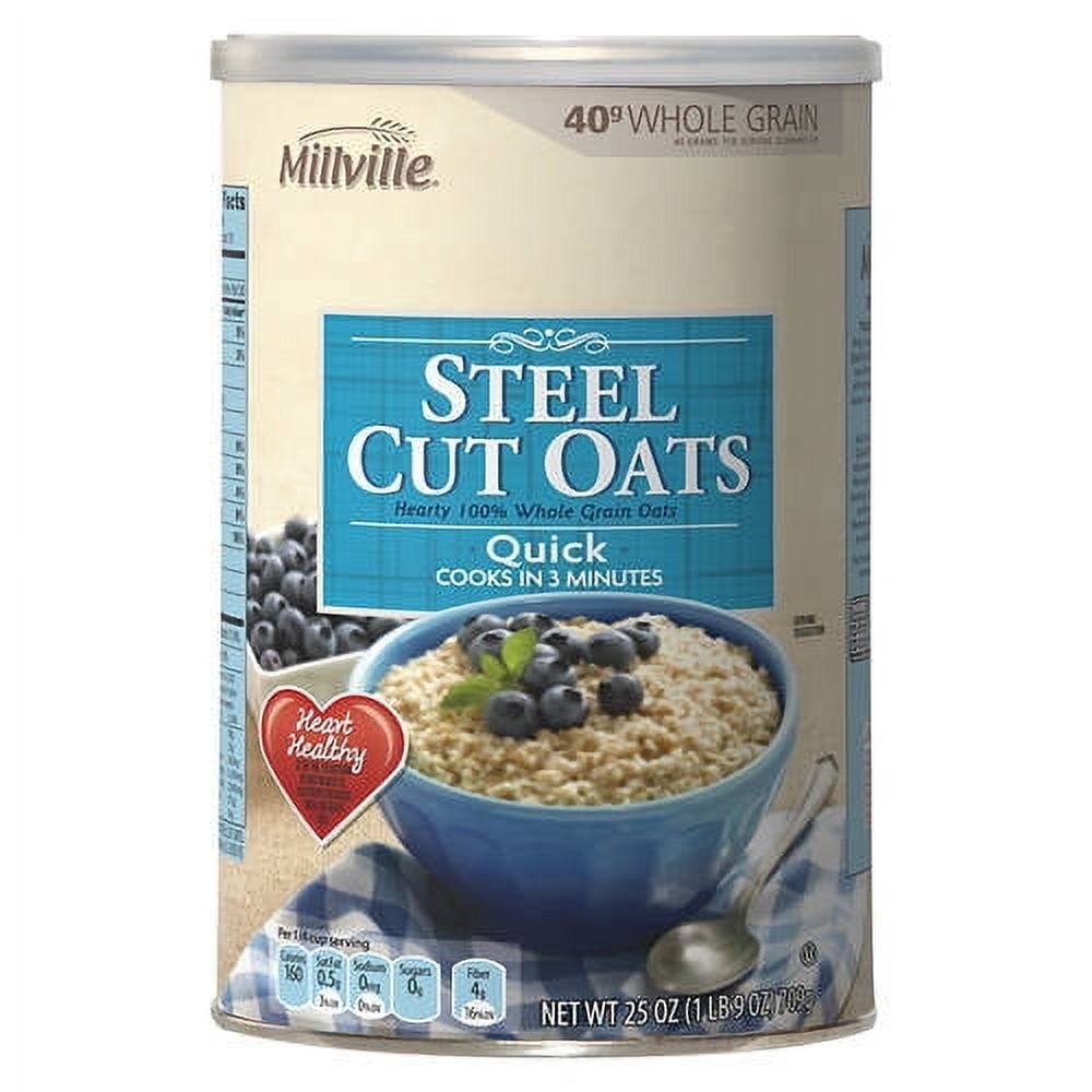 Millville Quick Cook Steel Cut Oats Canister, 25 oz - Walmart.com