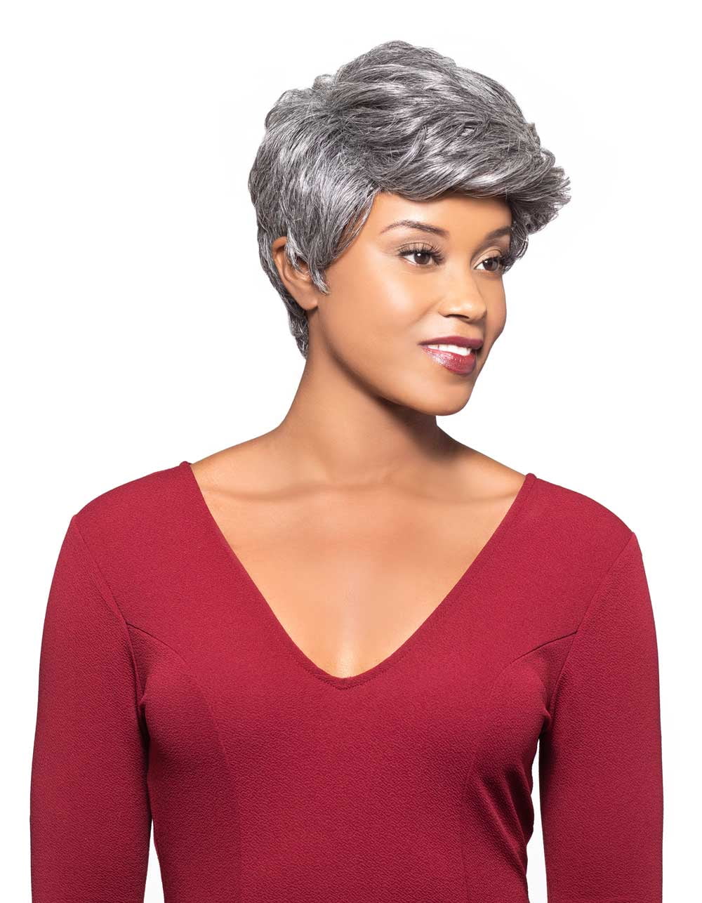 Milly Wig Color 1B - Foxy Silver Wigs Short Boy Cut Tapered Neck Human ...