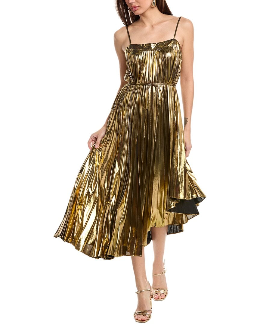 Milly womens Irene Solid Metallic Dress, 4, Gold - Walmart.com