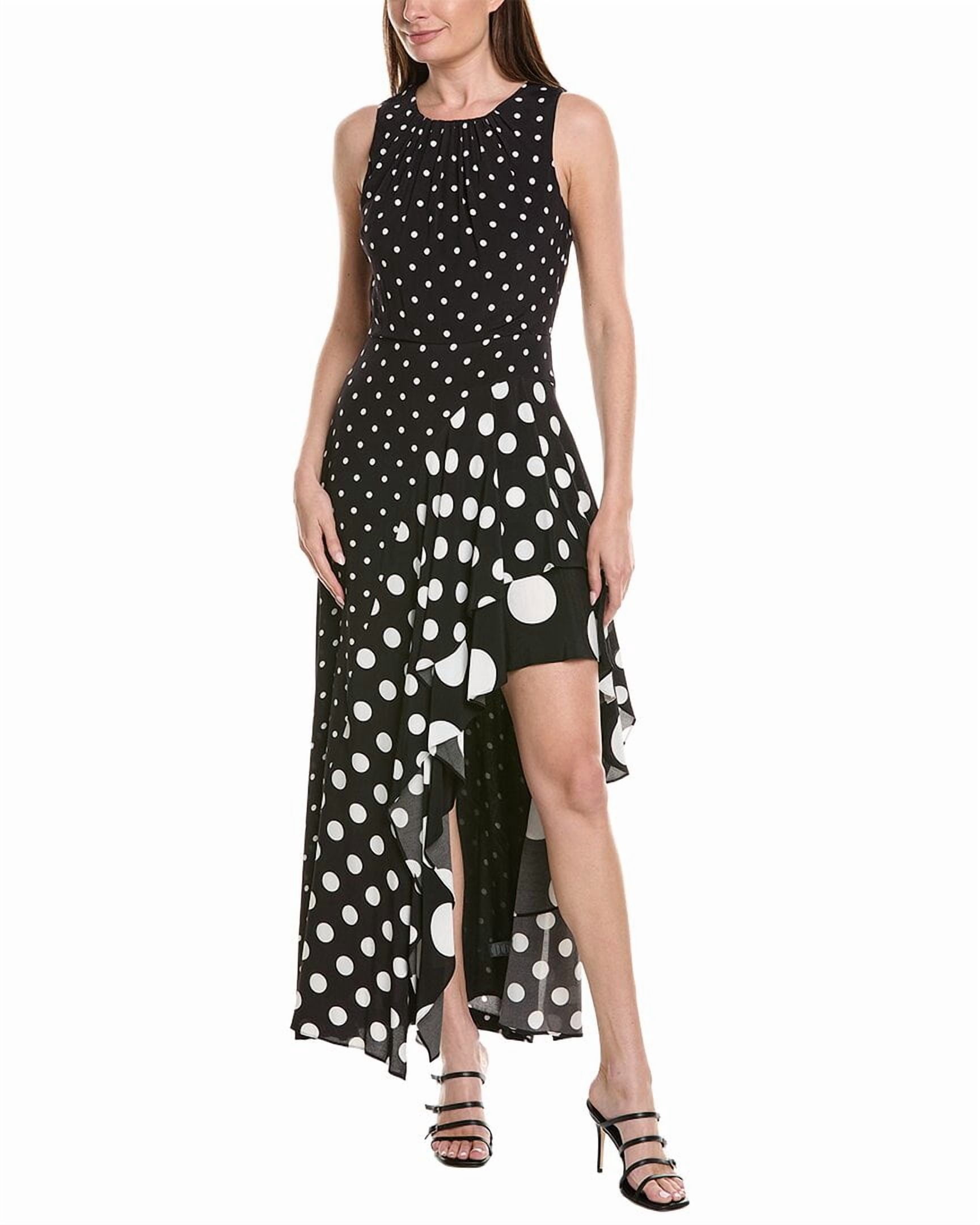 Milly womens Spencer Polka Dot Combo Sleeveless Ruffle Maxi Dress, 8 ...