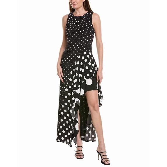 Milly womens Spencer Polka Dot Combo Sleeveless Ruffle Maxi Dress, 8 ...