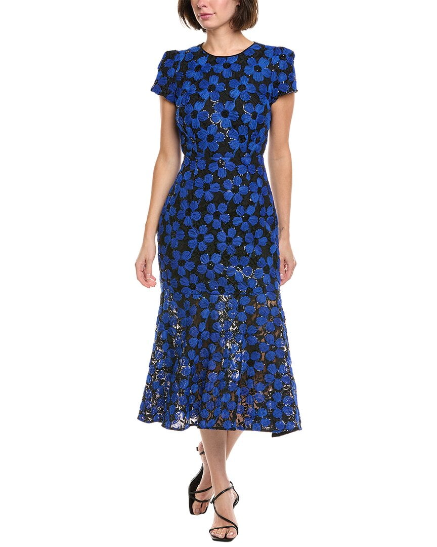 Milly womens Tahlia Rose Tulle Lace Midi Dress, 4, Blue - Walmart.com