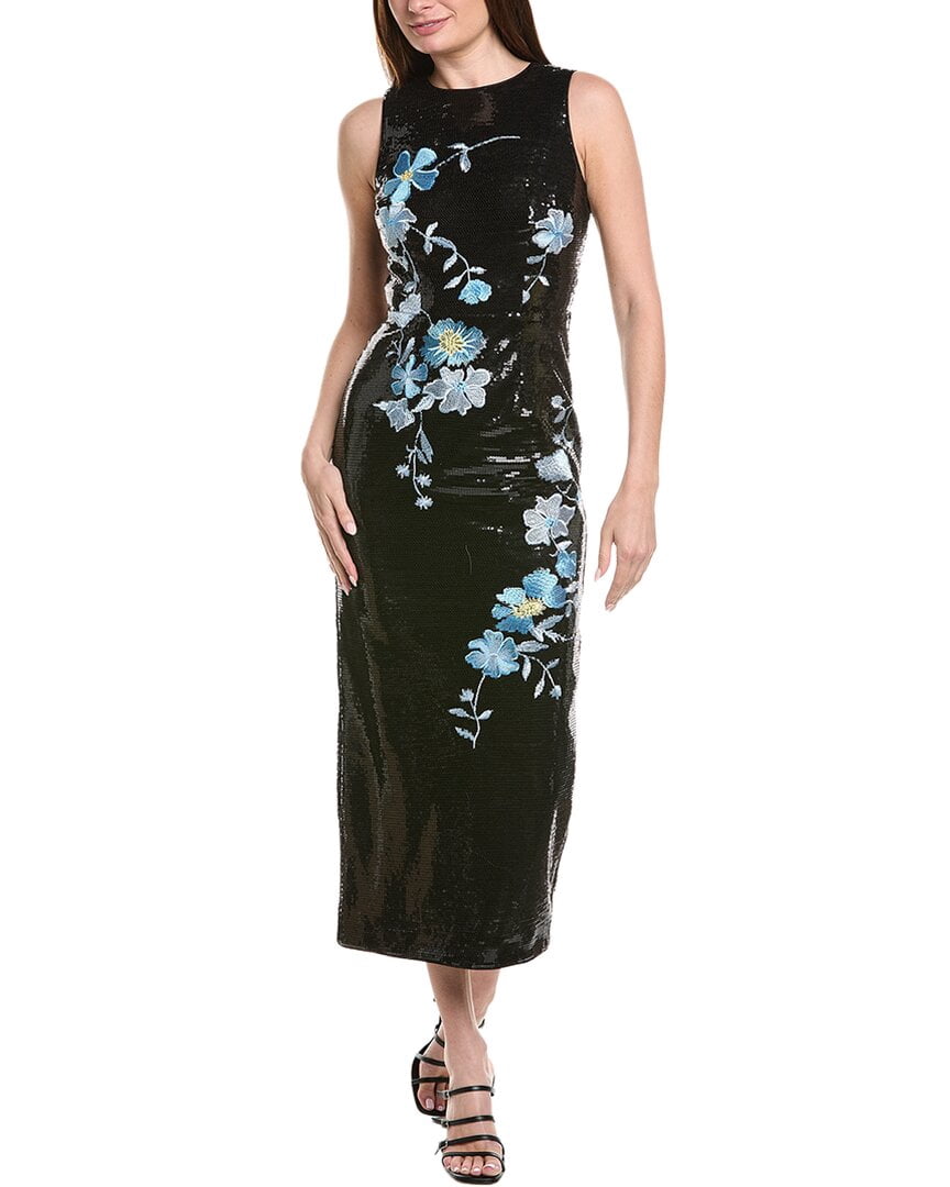 Milly womens Tiana Floral Sequins Maxi Dress, 0, Black - Walmart.com