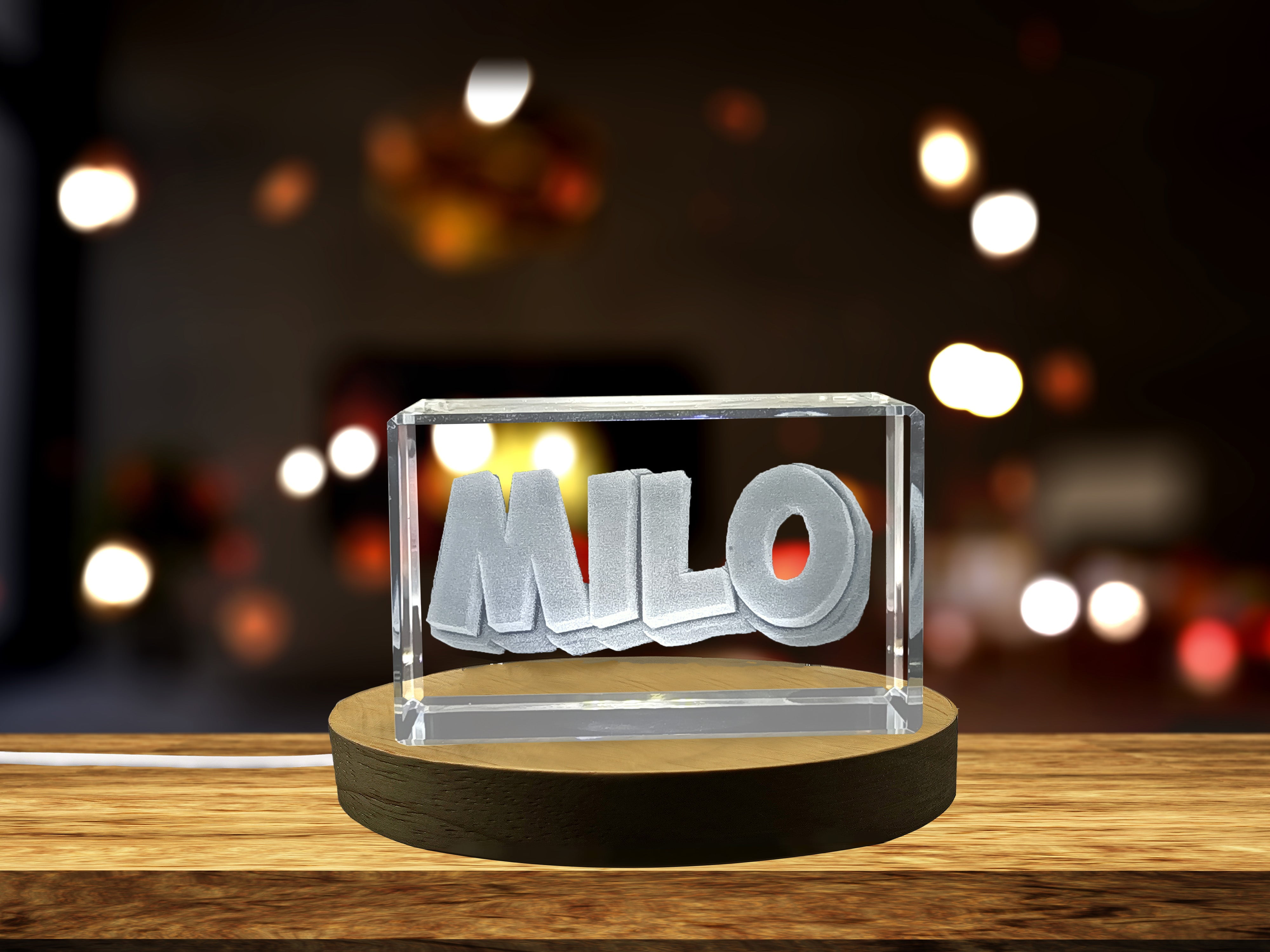 Milo | Names Art 3D Engraved Crystal - Walmart.com