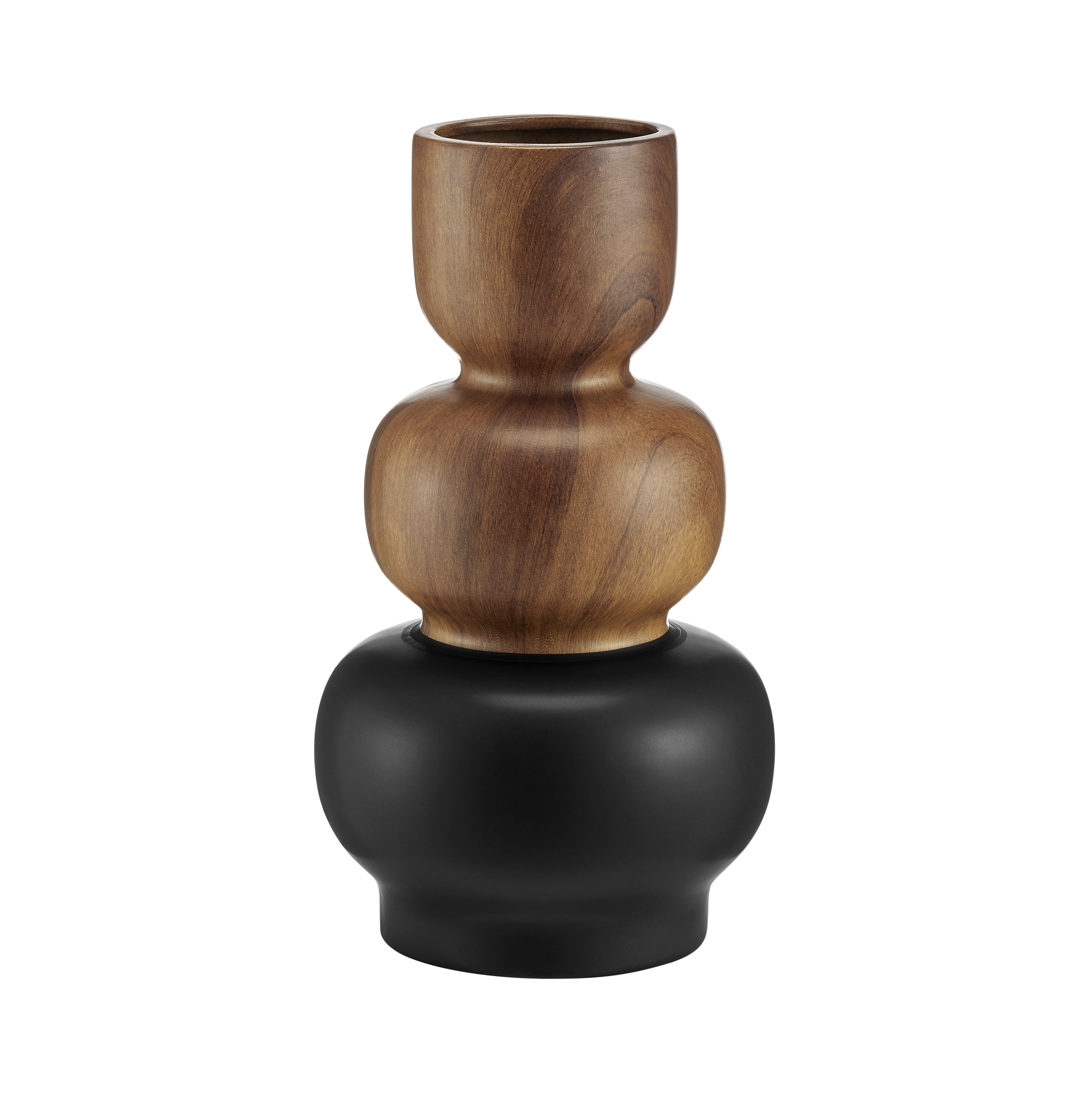 Milo Trinnet Three Tiered Stack Modern Two Tone Tabletop Vase - Black ...