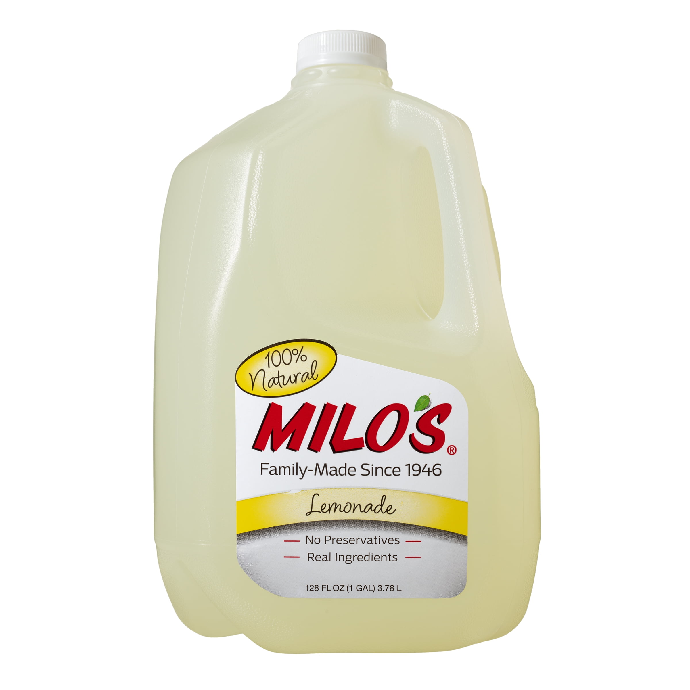 Milo's Lemonade 100% Natural, 128 fl oz Jug Caffeine Free, No Added ...