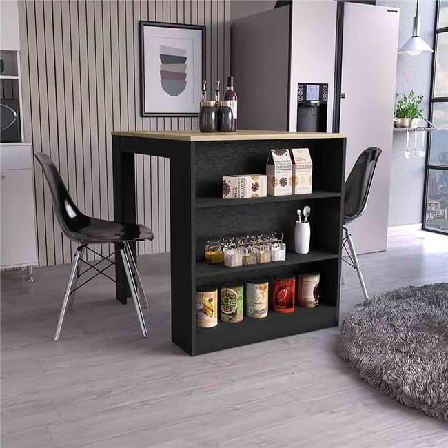Milos Kitchen Island, Black & Pine - Walmart.com
