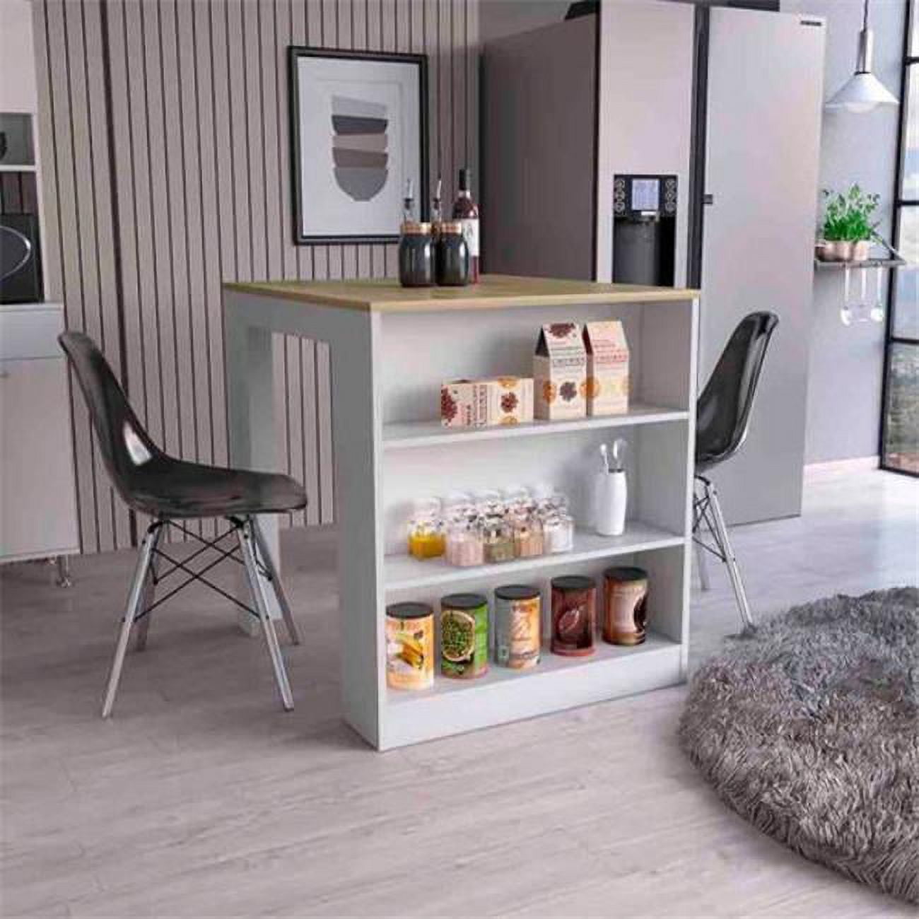Milos Kitchen Island, White & Pine - Walmart.com