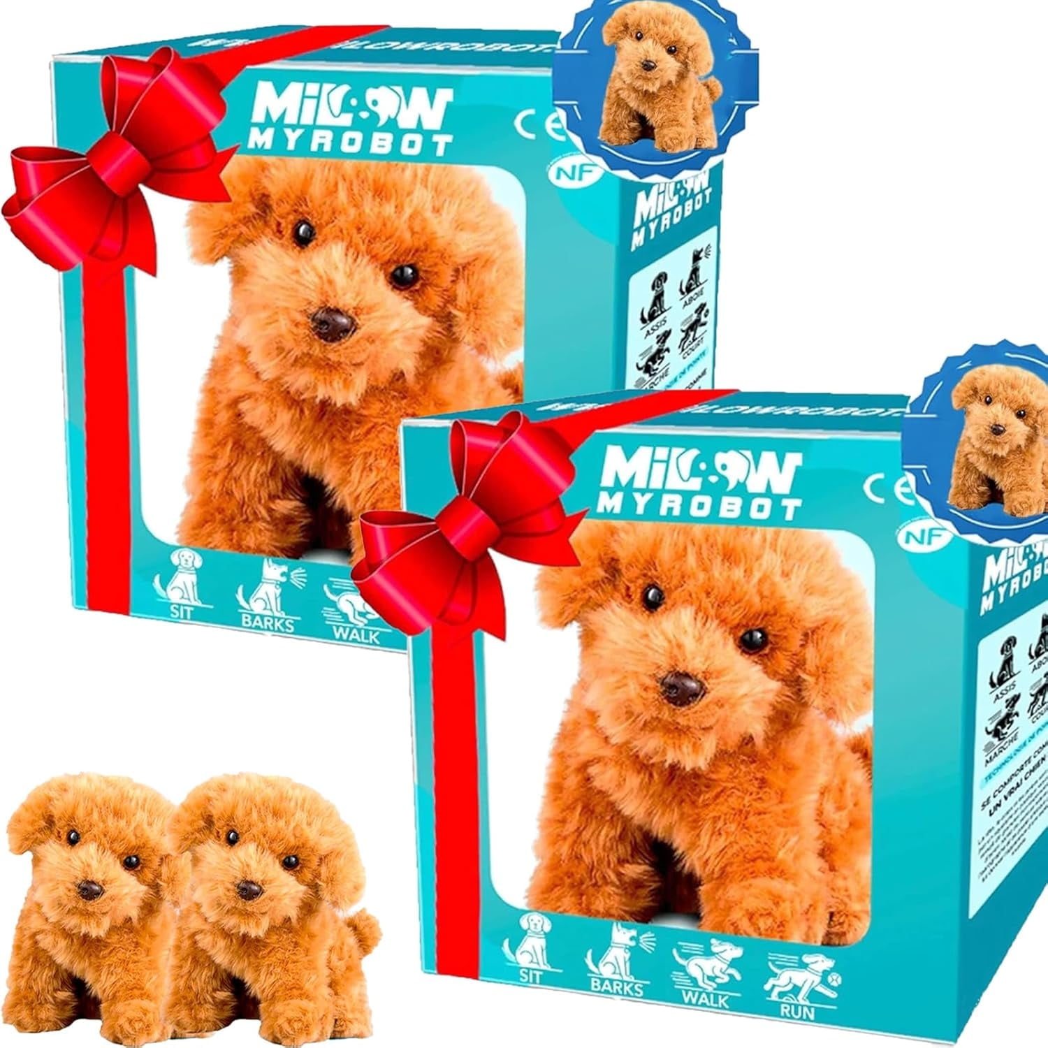 Milow Realistic Interactive Robotic Puppy - Brown Plush Walking ...