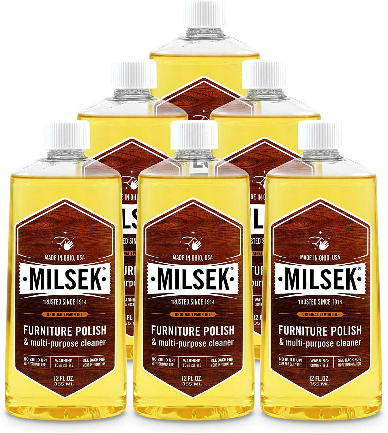 Milsek Furniture Polish & Cleaner with Lemon Oil - Scratch Cover - 6 ...
