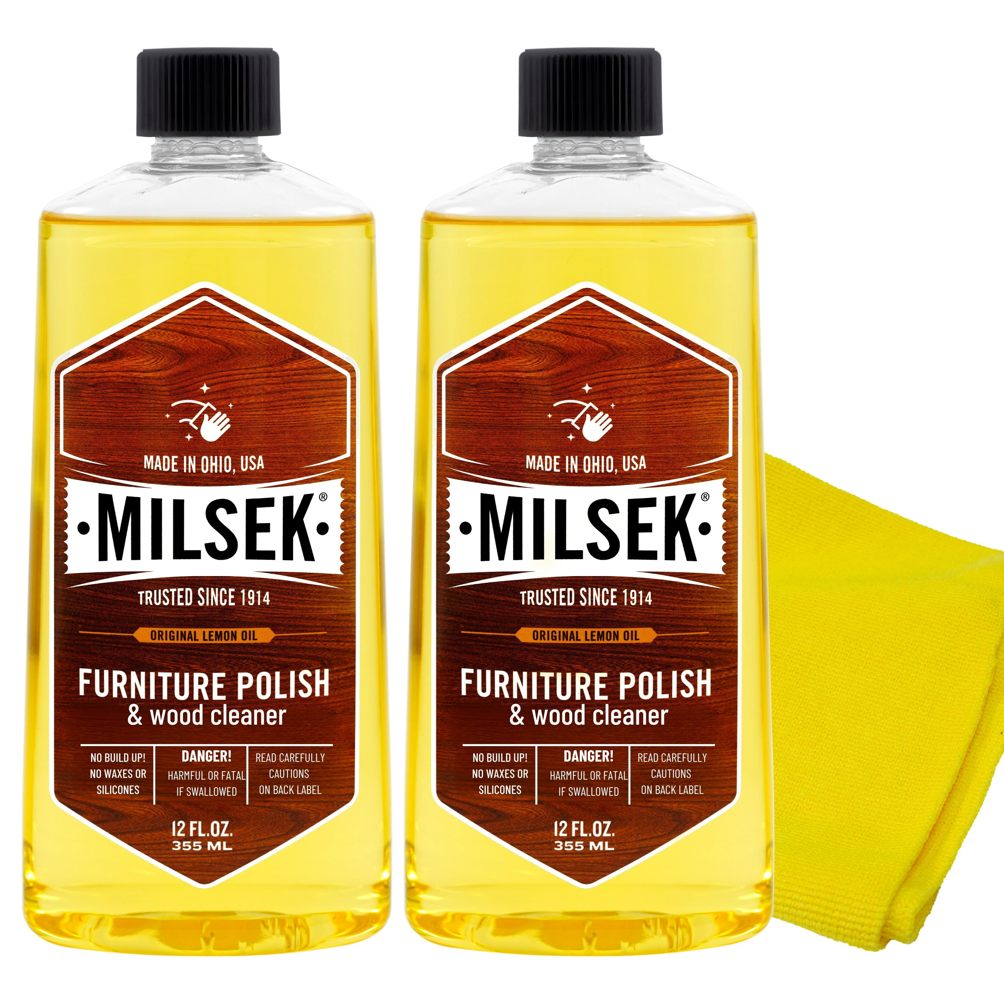 Milsek Furniture Polish and Wood Cleaner with Lemon Oil, 12-Ounce, 2 ...