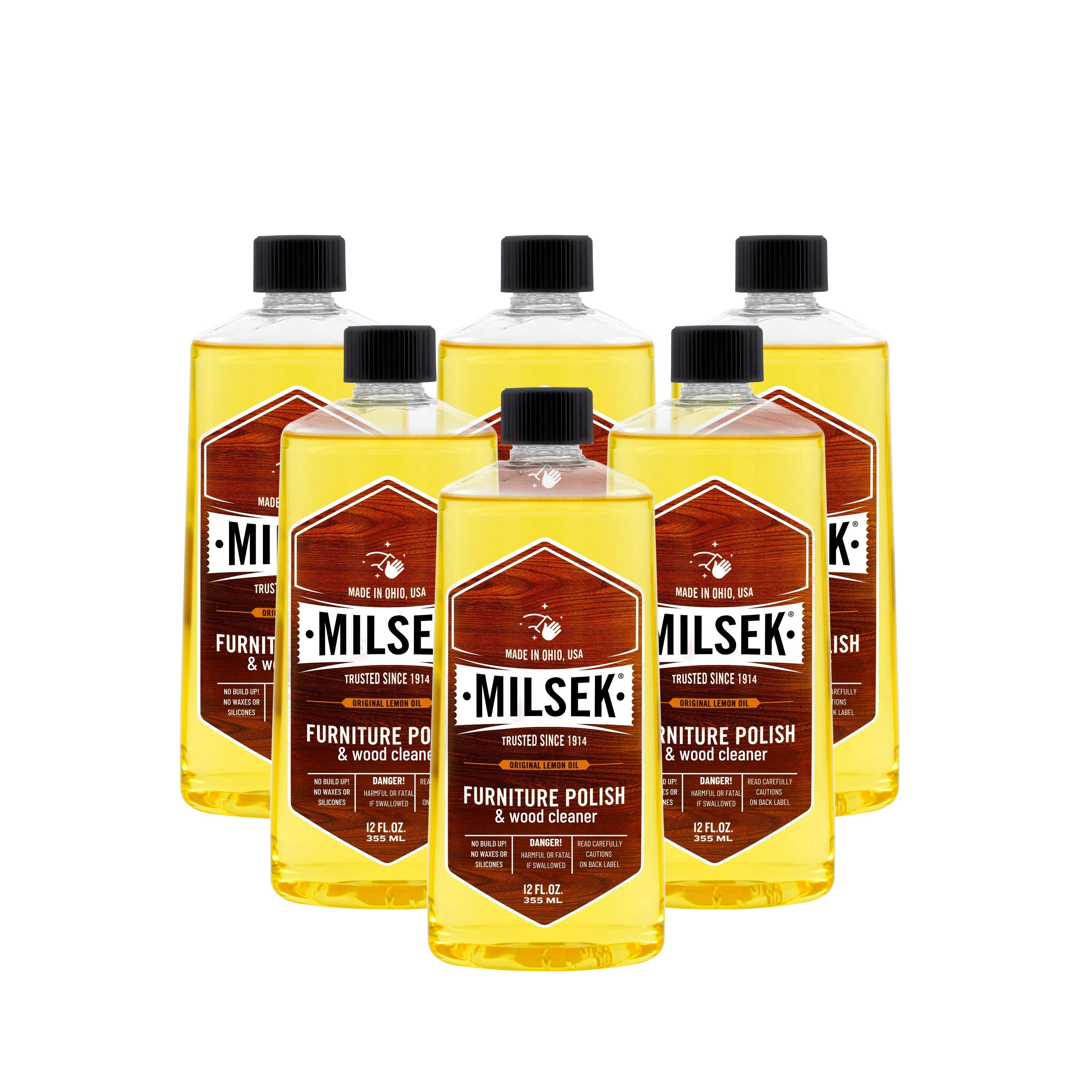 Milsek Furniture Polish and Wood Cleaner with Lemon Oil, 12-Ounce, 6 ...