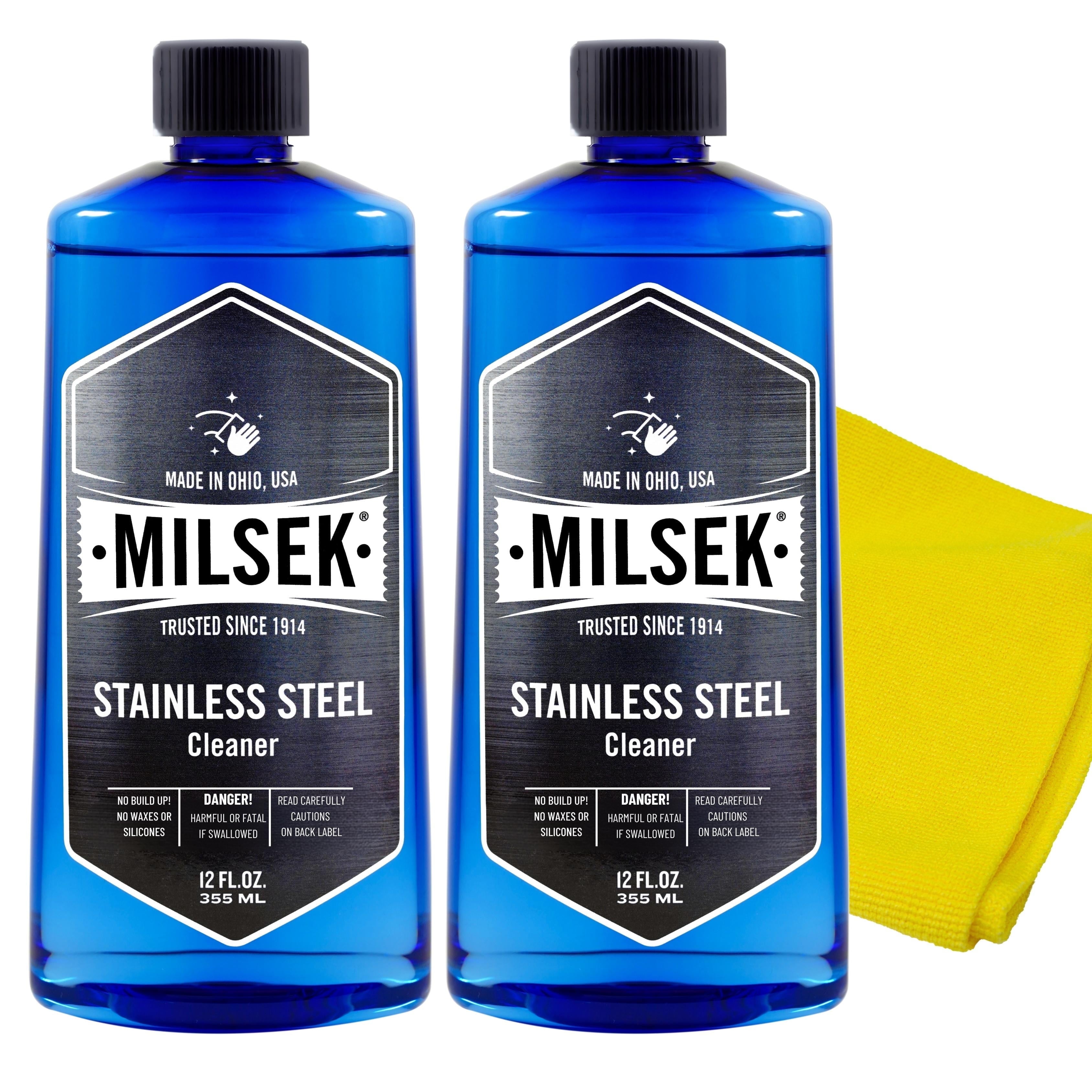 Milsek Stainless Steel Cleaner 12-Ounce, 2 bottles with Microfiber ...