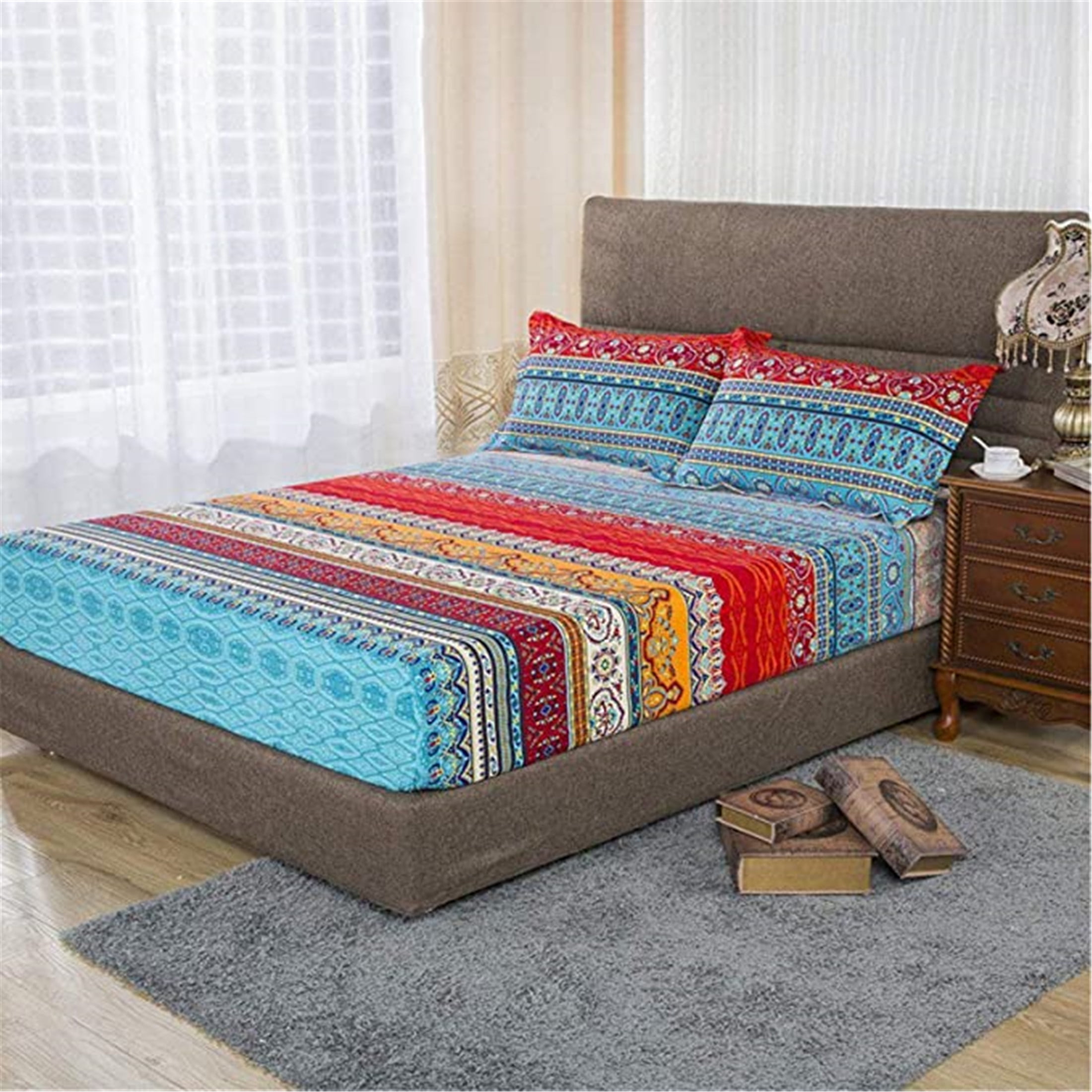 Milsleep Bedding Sheet Fashion Bohemia Style Fitted Cover Adult Bed ...