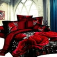 Milsleep Home Twin Size Bed Set for Adults, Red Rose Printed Duvet ...