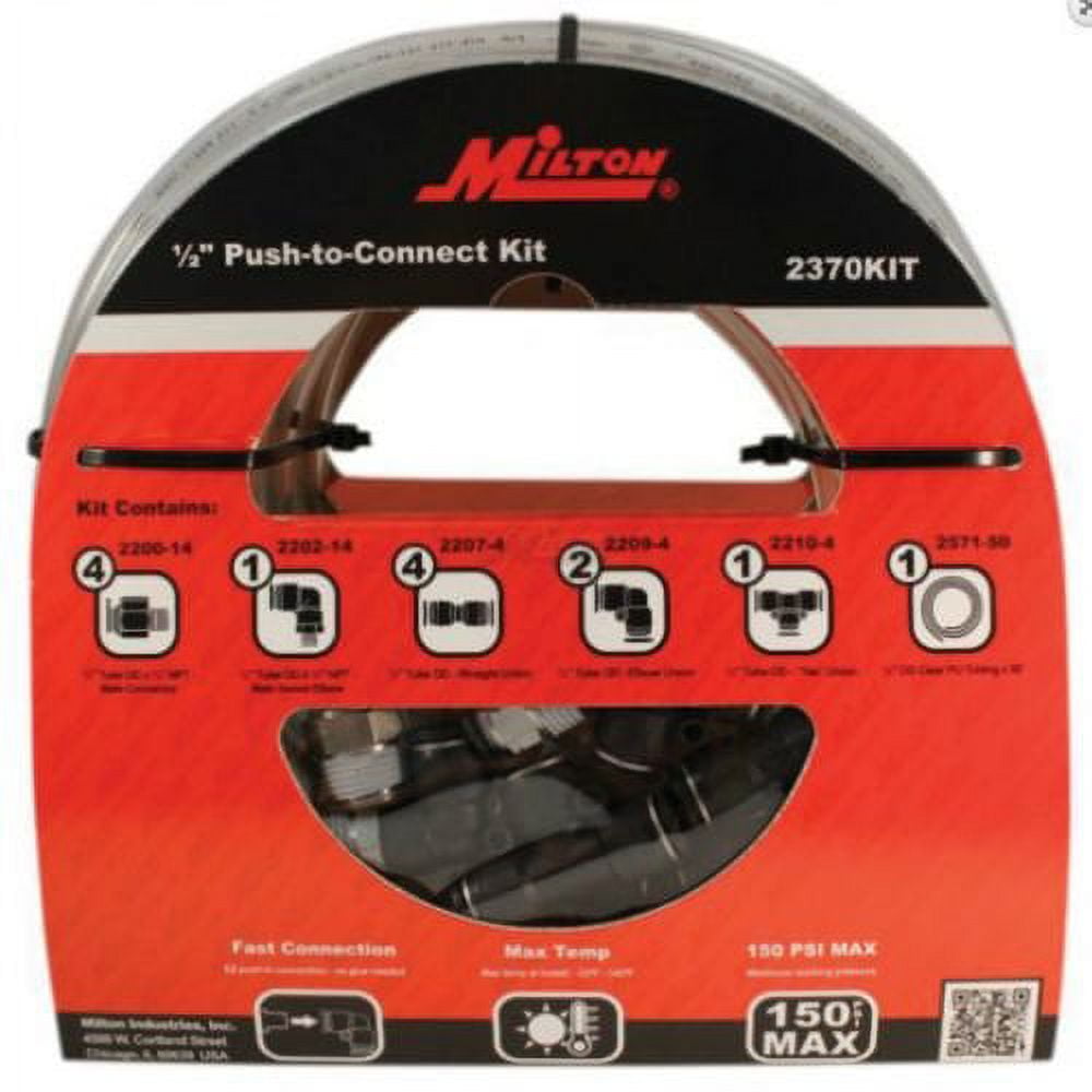 Milton Air Tool Tubing Kit - Push to Connect 1/2" OD 50 foot fits Tools ...