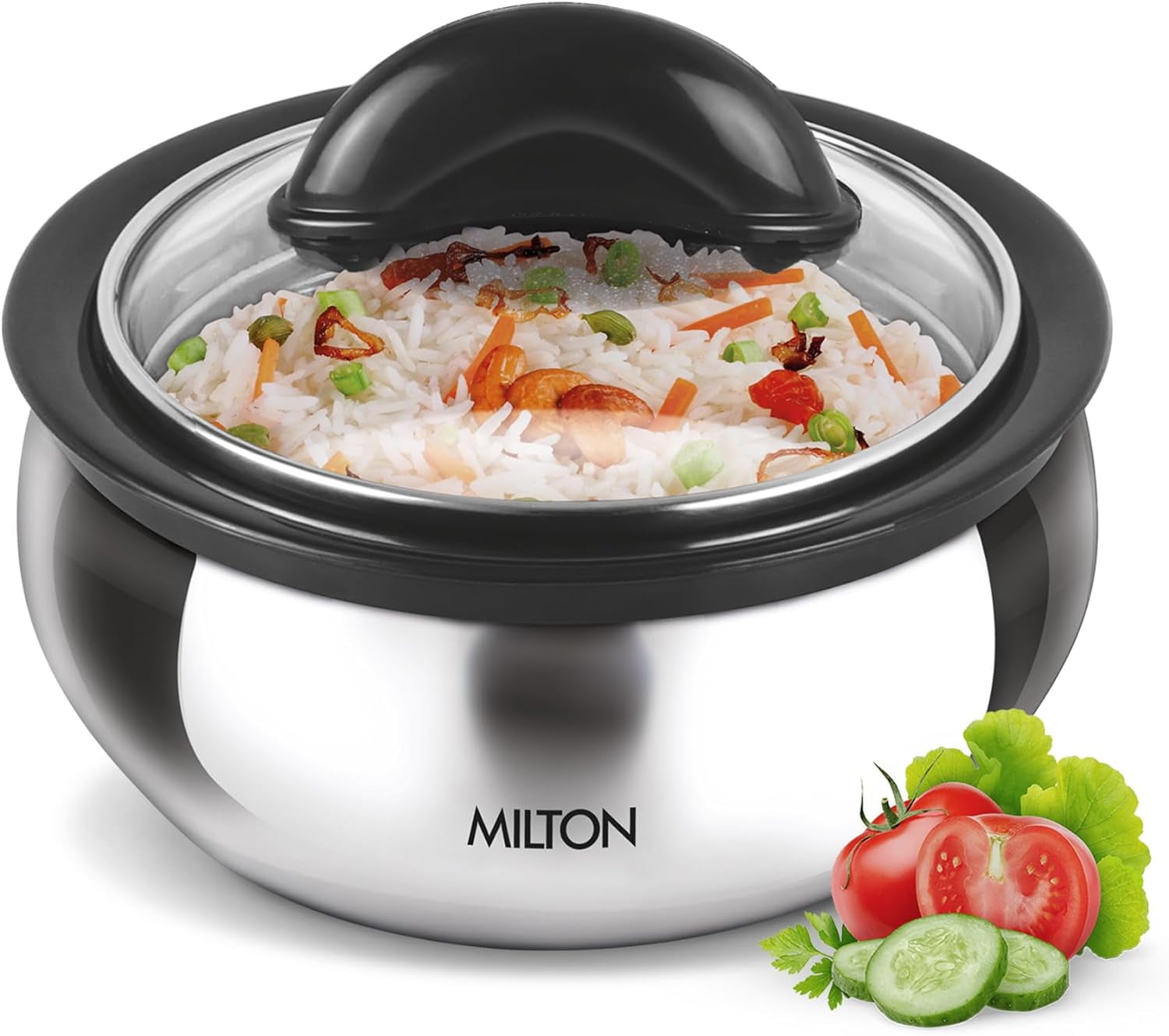 Milton Casserole with Glass Lid 1780 ml (60 oz) for Hot Food, Insulated ...