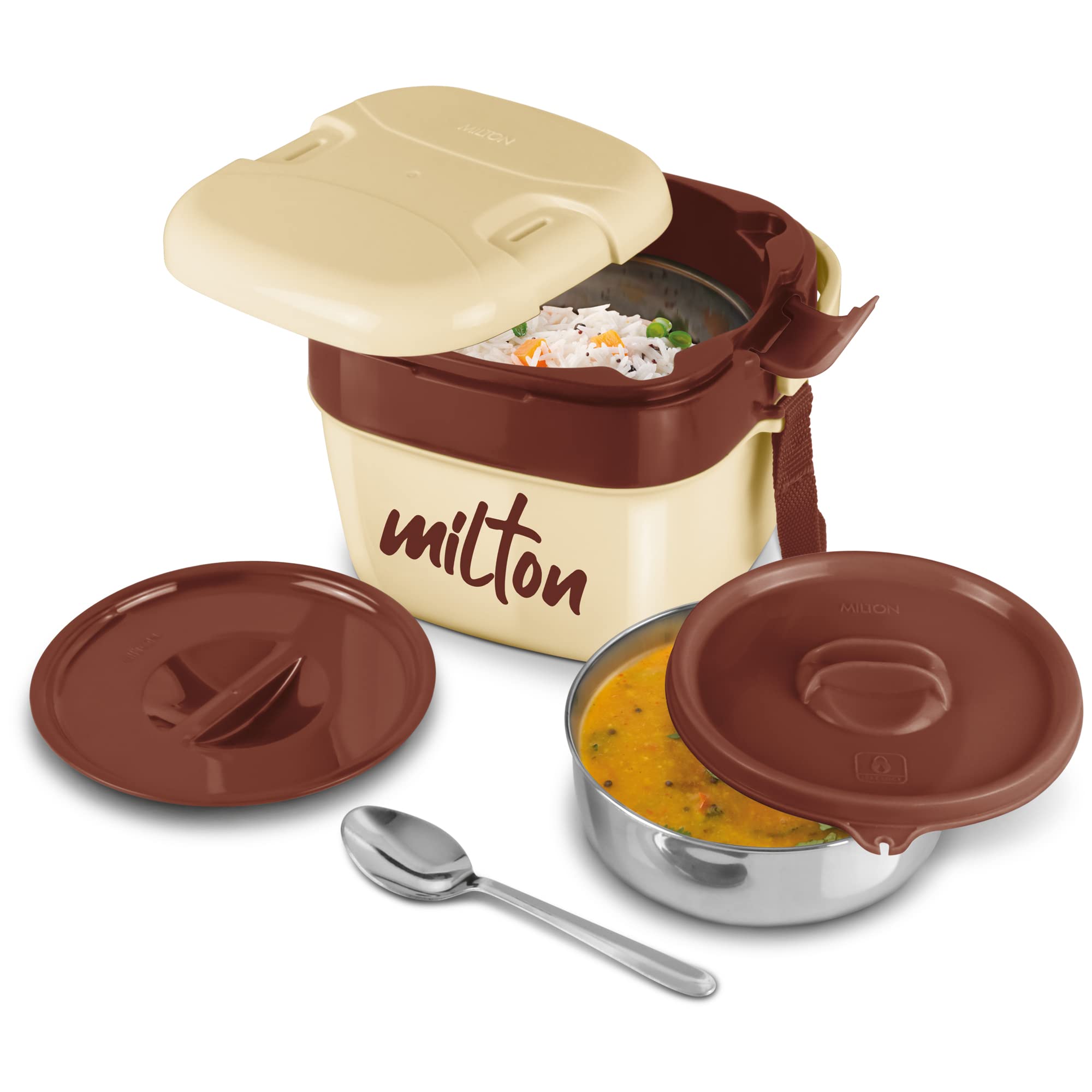 Milton Cubic Big Inner Stainless Steel Tiffin Box, 1100 Ml, Ivory ...