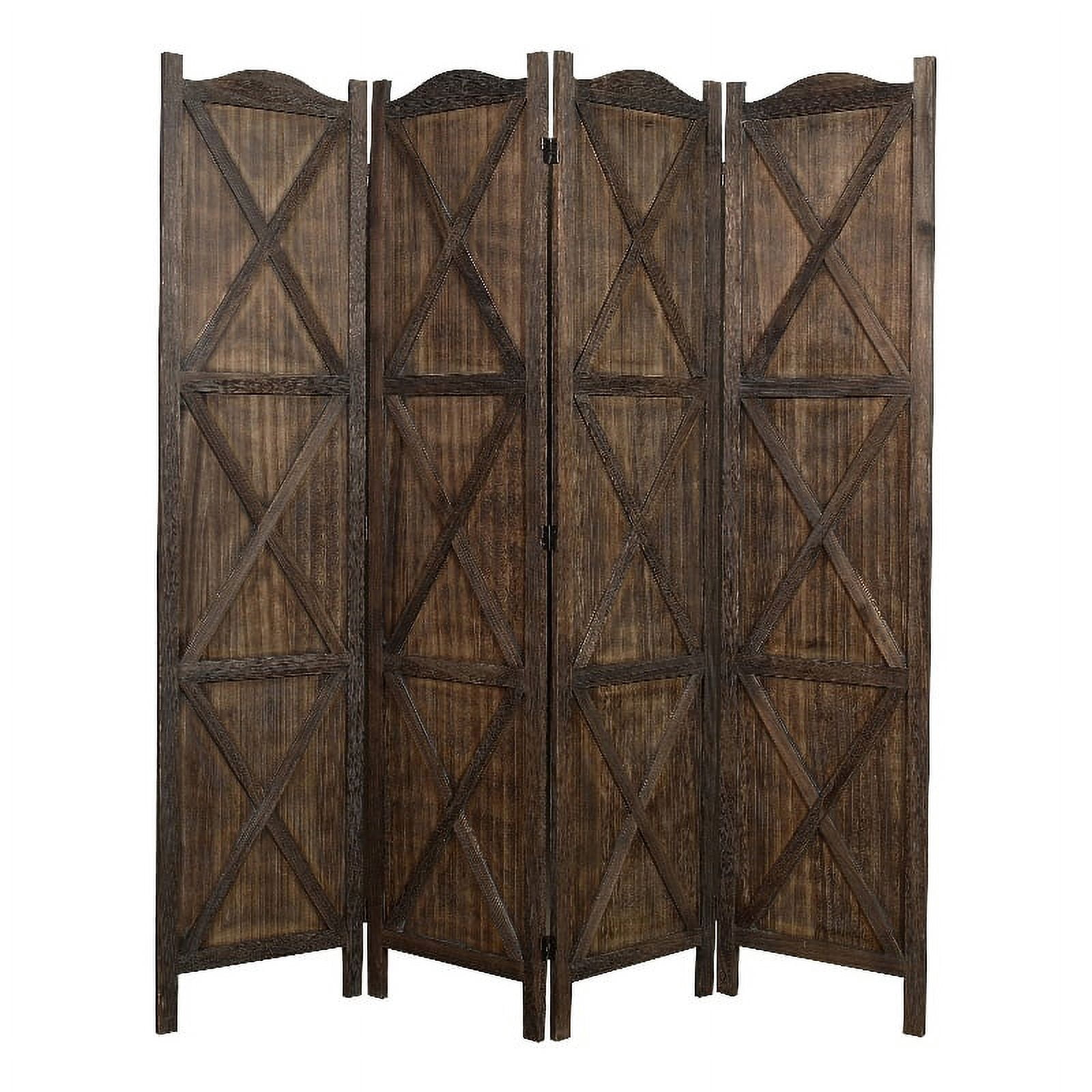 Milton Greens Stars Inc 4-Panel Wood Arch Room Divider in Antique Brown ...