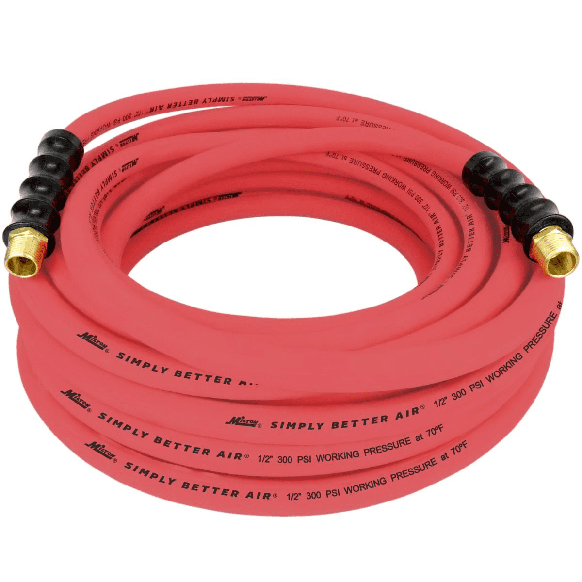 Milton Industries 1/2" x 50' Ultra Lightweight Rubber Hose (w/ 1/2" NPT ...
