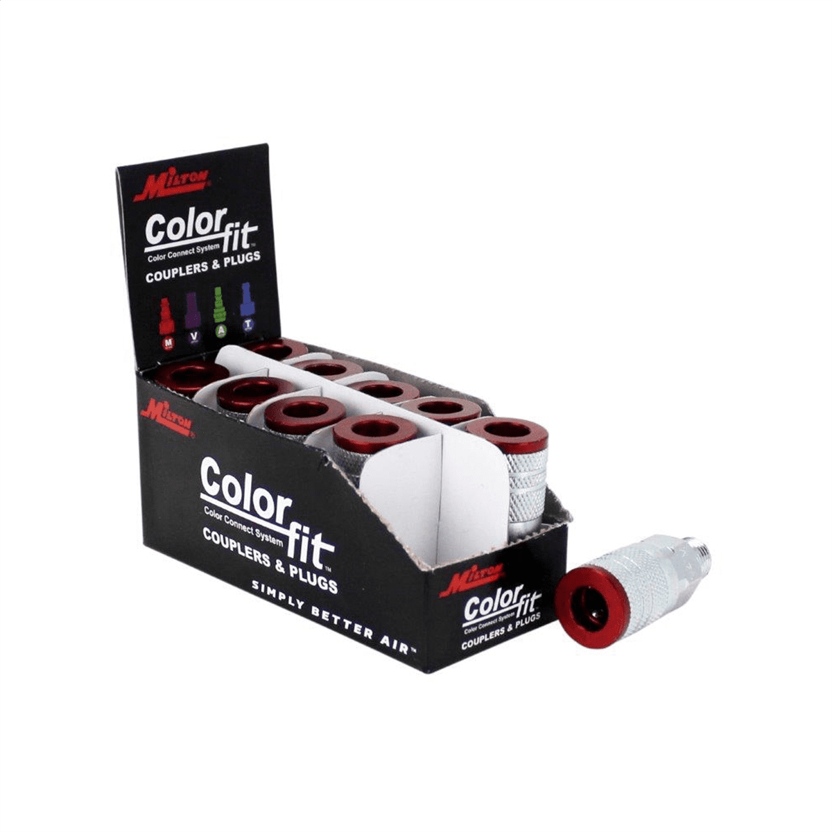 Milton Industries ColorFit Couplers, M-style Red, 1/4" NPT Male ...