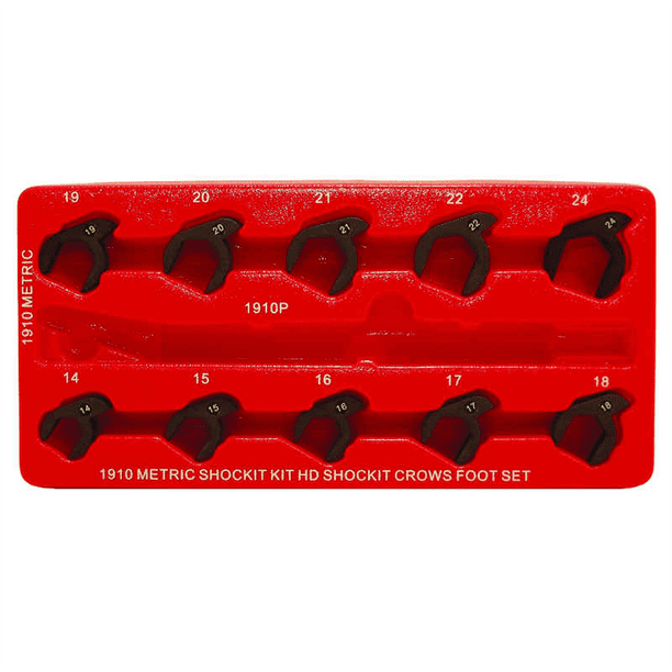 MIlton 10 Piece Metric SHOCKIT Crows Foot Set - Heavy Duty Industrial ...