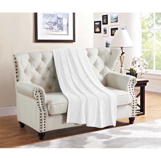 Milton Solid Plush Throw White - Walmart.com