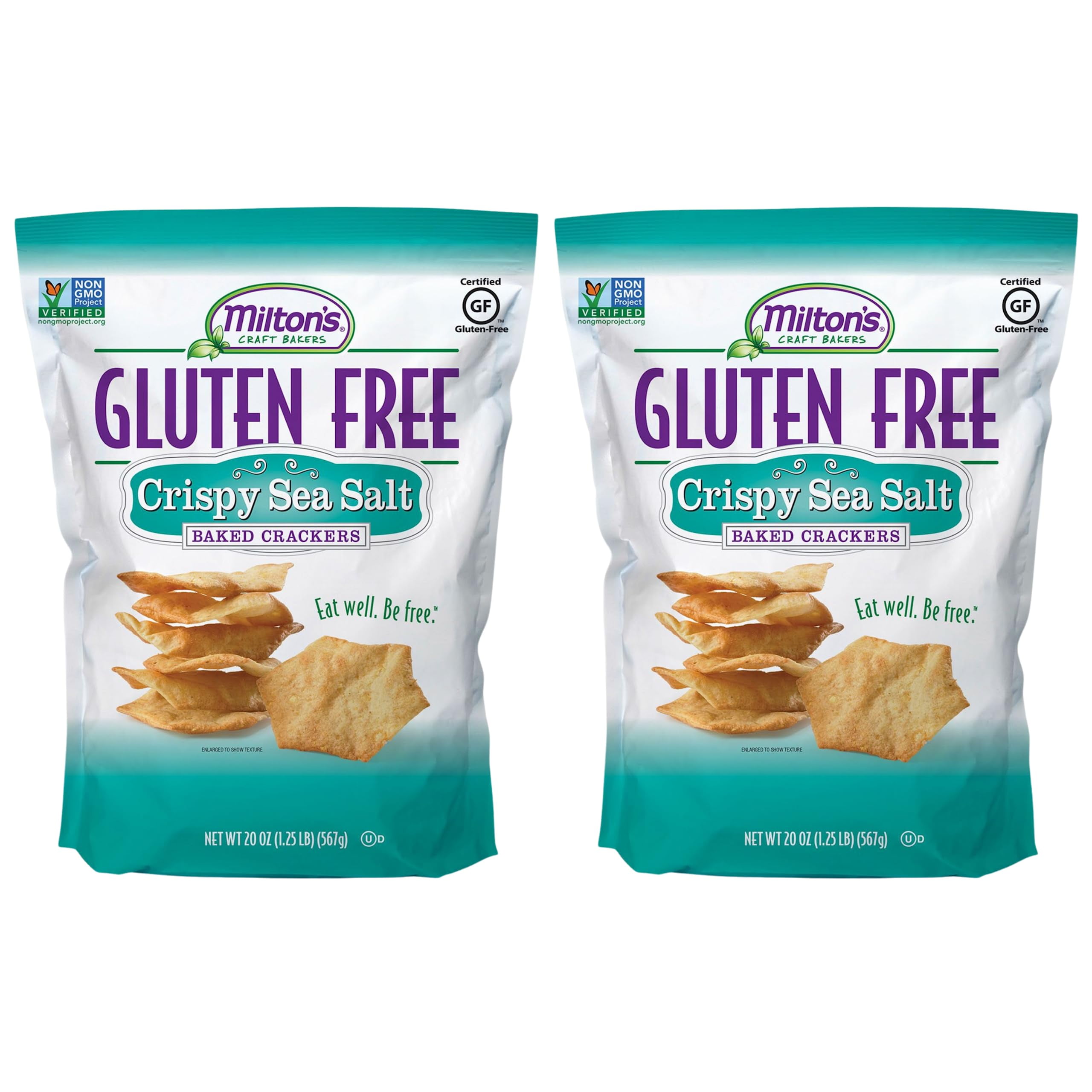 Milton's Craft Bakers Gluten OIF8 Free Crispy Sea Salt Baked Sea Salt Crackers, Non-GMO Project ...