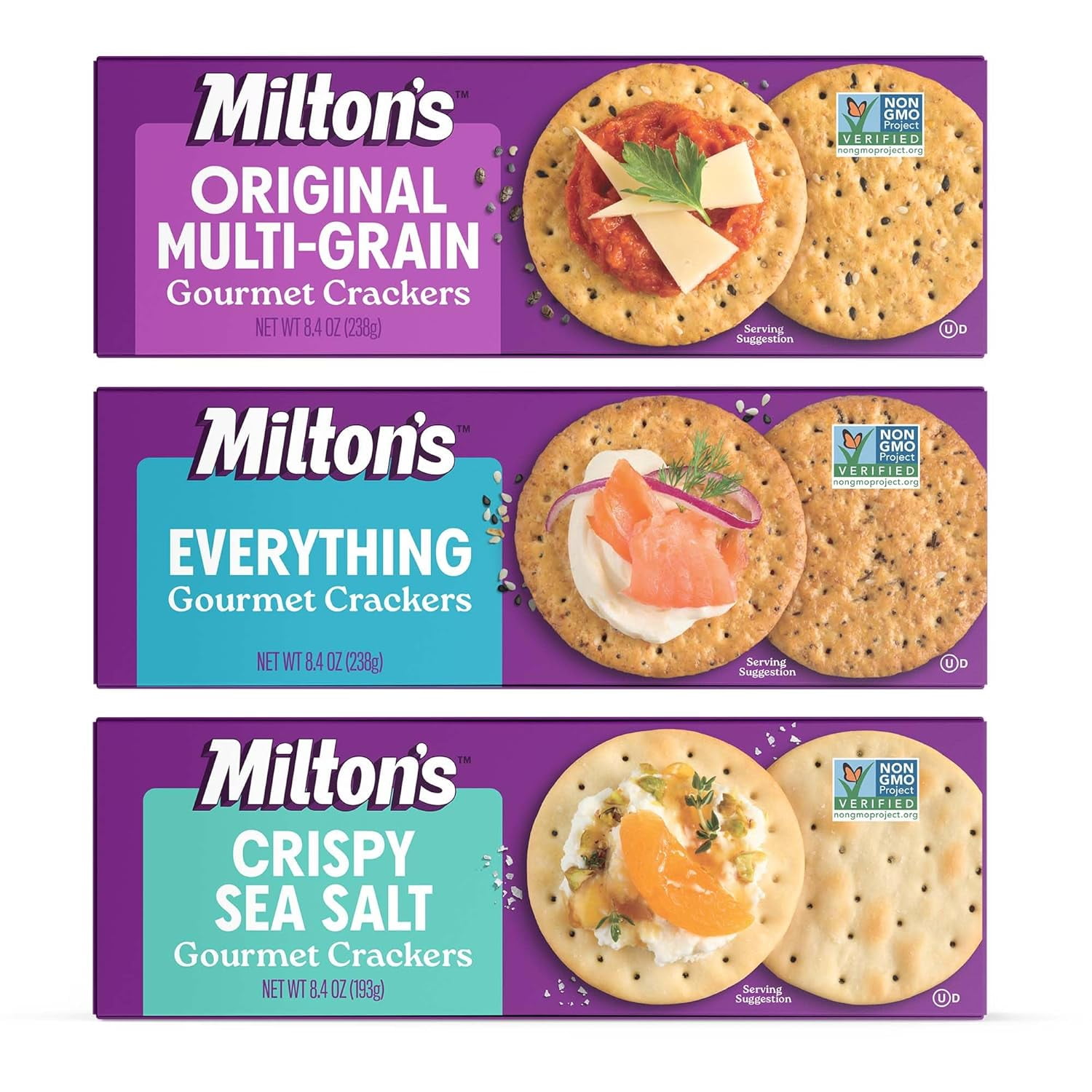 Milton's Craft Bakers Gourmet Crackers Variety Bundle (Multi-Grain ...