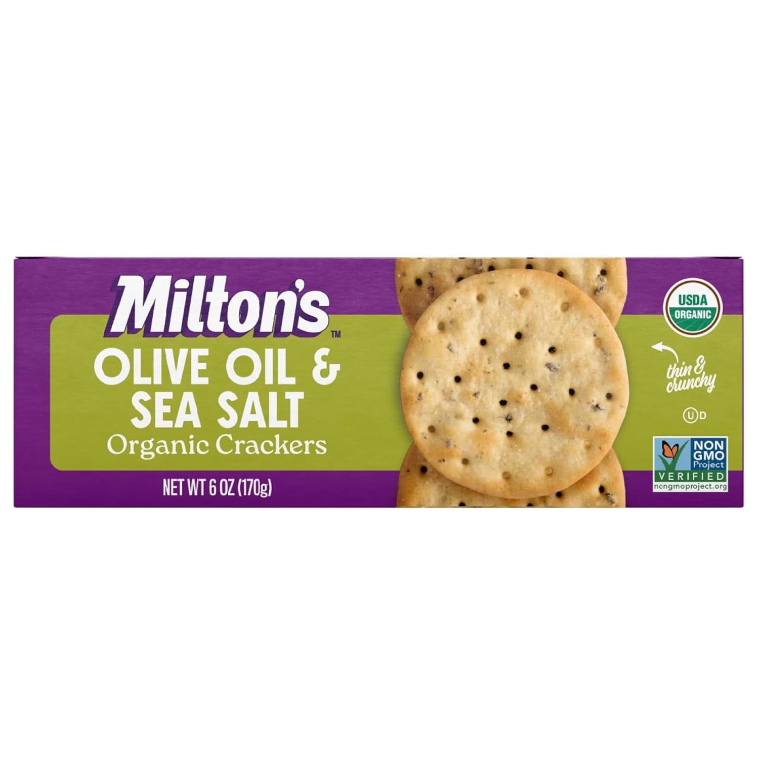 Milton's Craft Bakers Organic Olive Oil & Sea Salt Crackers - 6 oz Pack ...