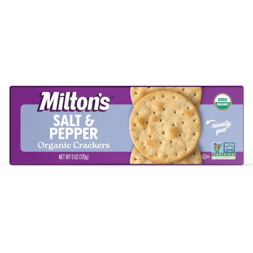 Milton's Organic Crackers, Salt BCF26 & Pepper - Certified Organic, Non ...