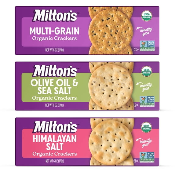 Milton's Organic Crackers Variety Bundle (Multi-Grain, Olive Oil & Sea ...