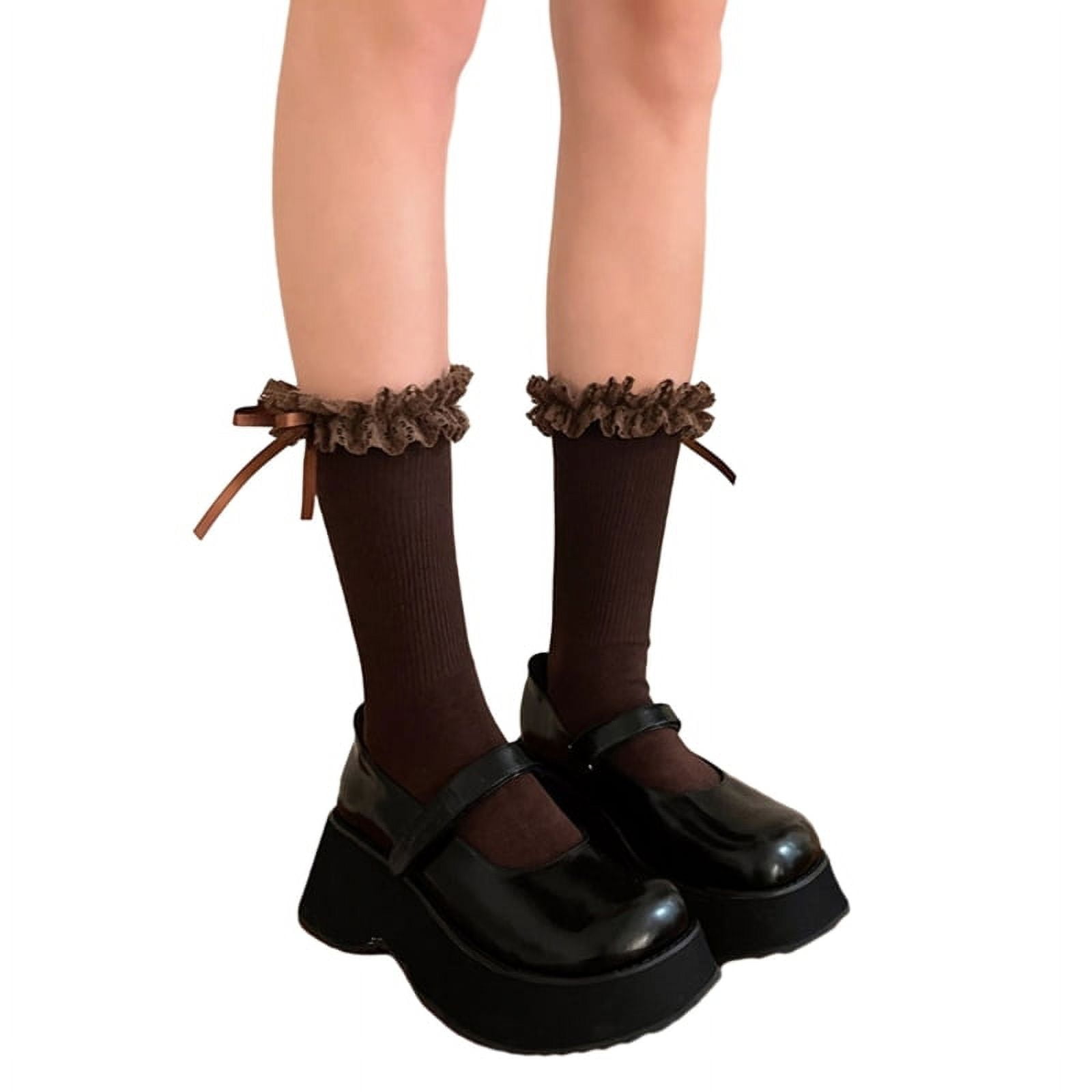 Milue 1 Pair of Frilly Socks Ballet Socks Ruffle Ankle Socks with Bows ...