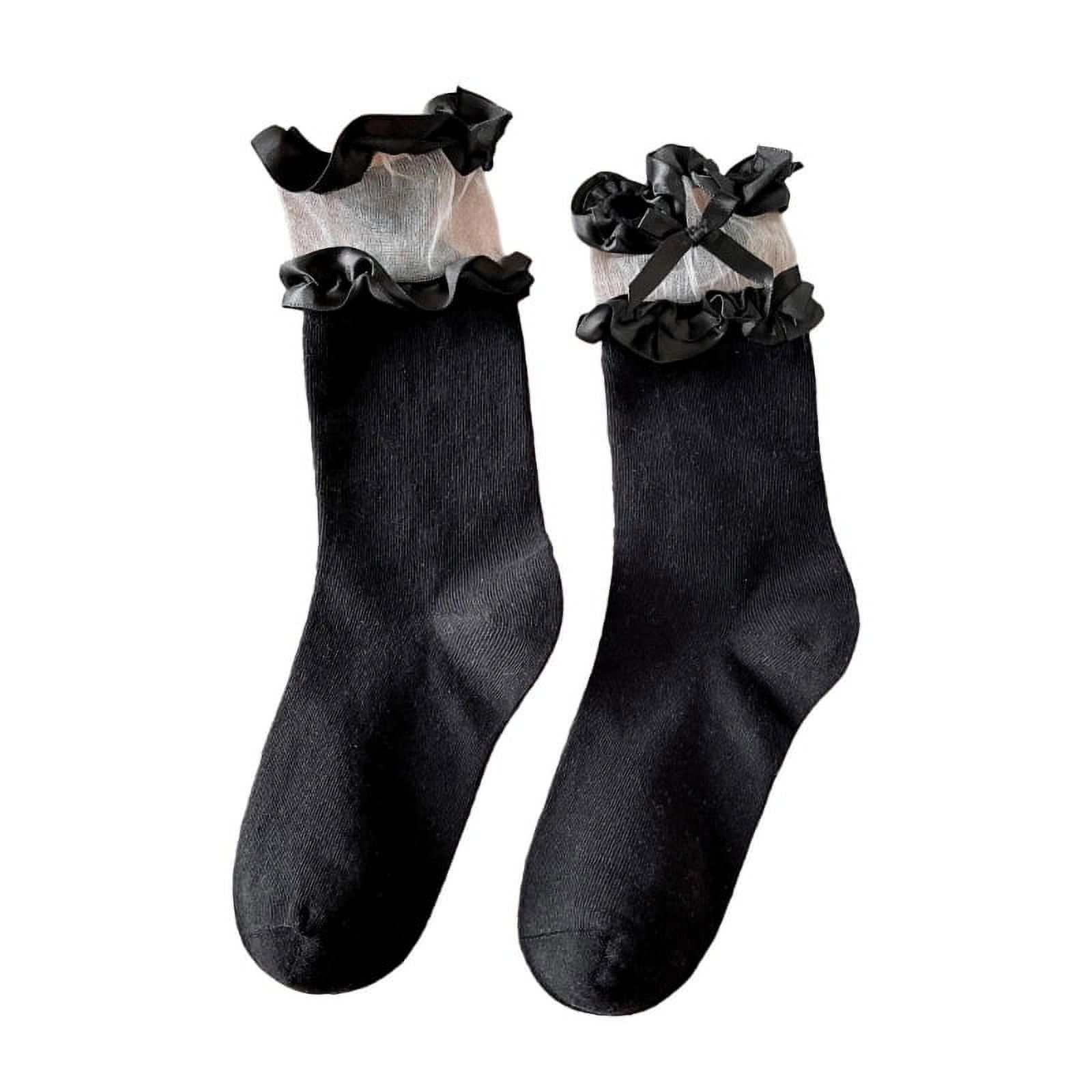 Milue 1 Pair of Frilly Socks Ballet Socks Ruffle Ankle Socks with Bows ...