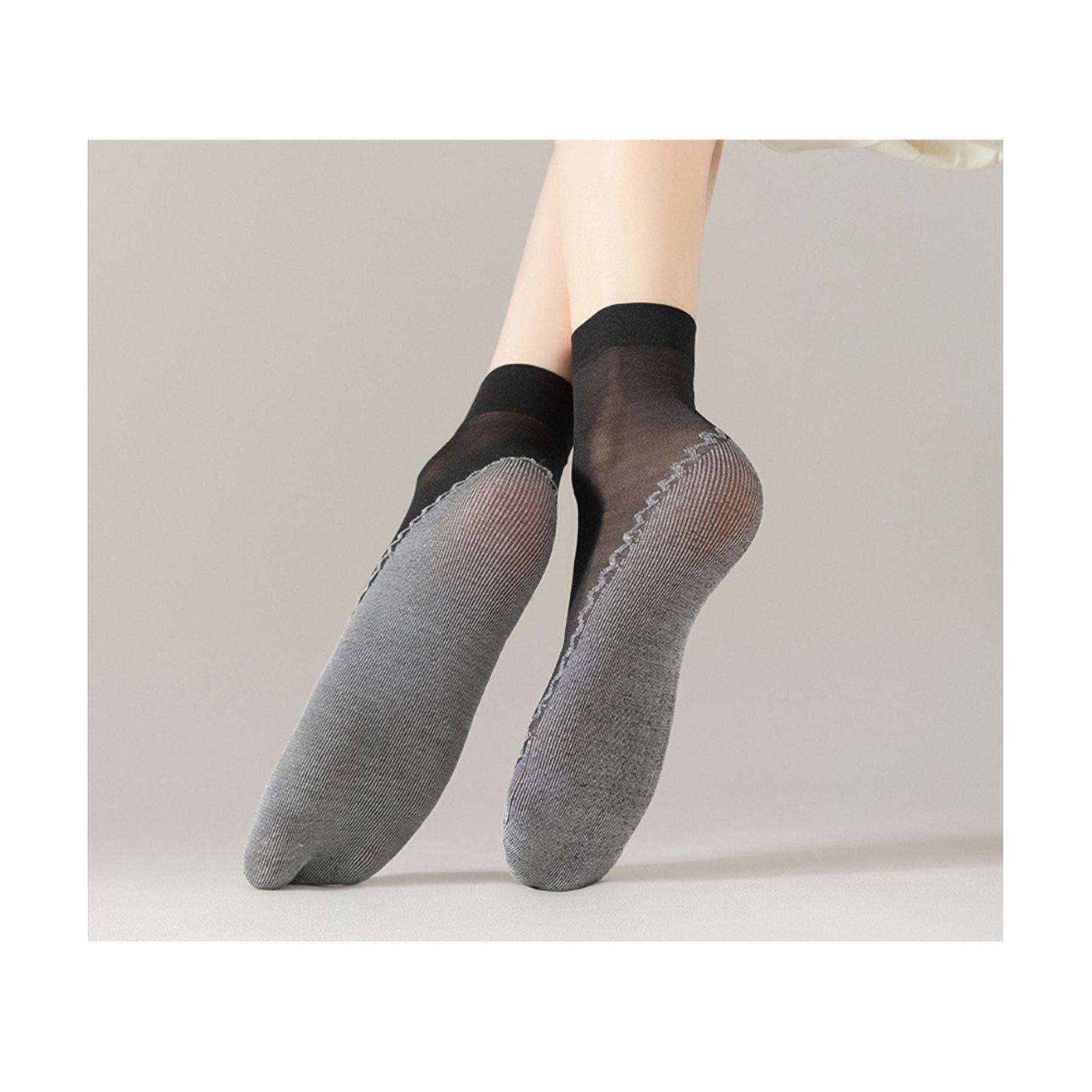 Milue 10 Pairs Women Velvet Silk Sheer Socks Non-Slip Cotton Bottom ...