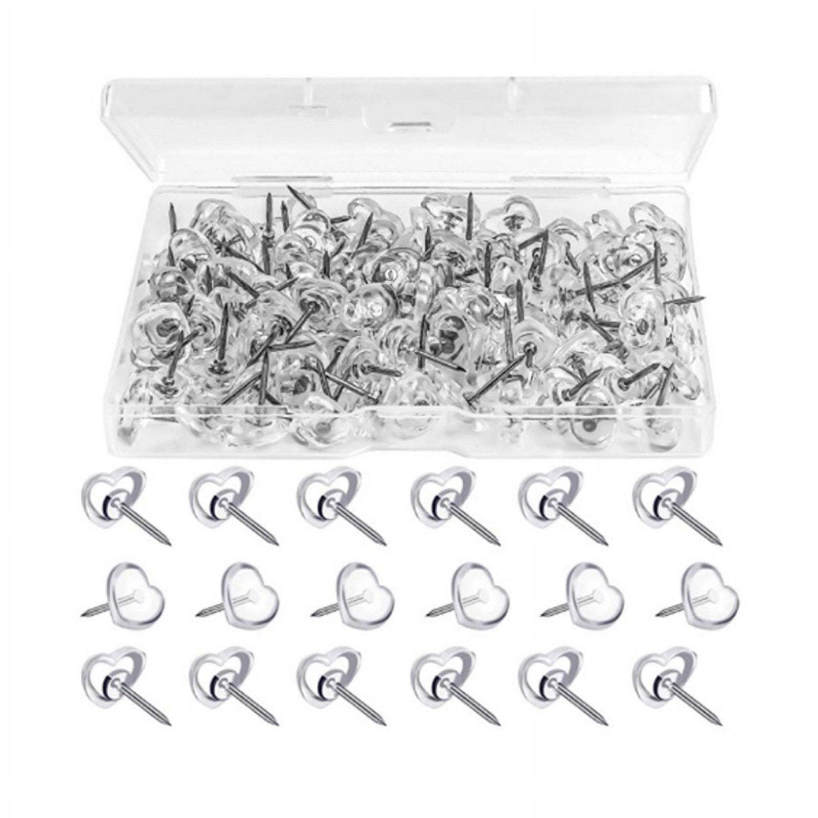 Milue 100Pcs Heart Pushpins with Box, Plastic Push Pins Colorful Map ...