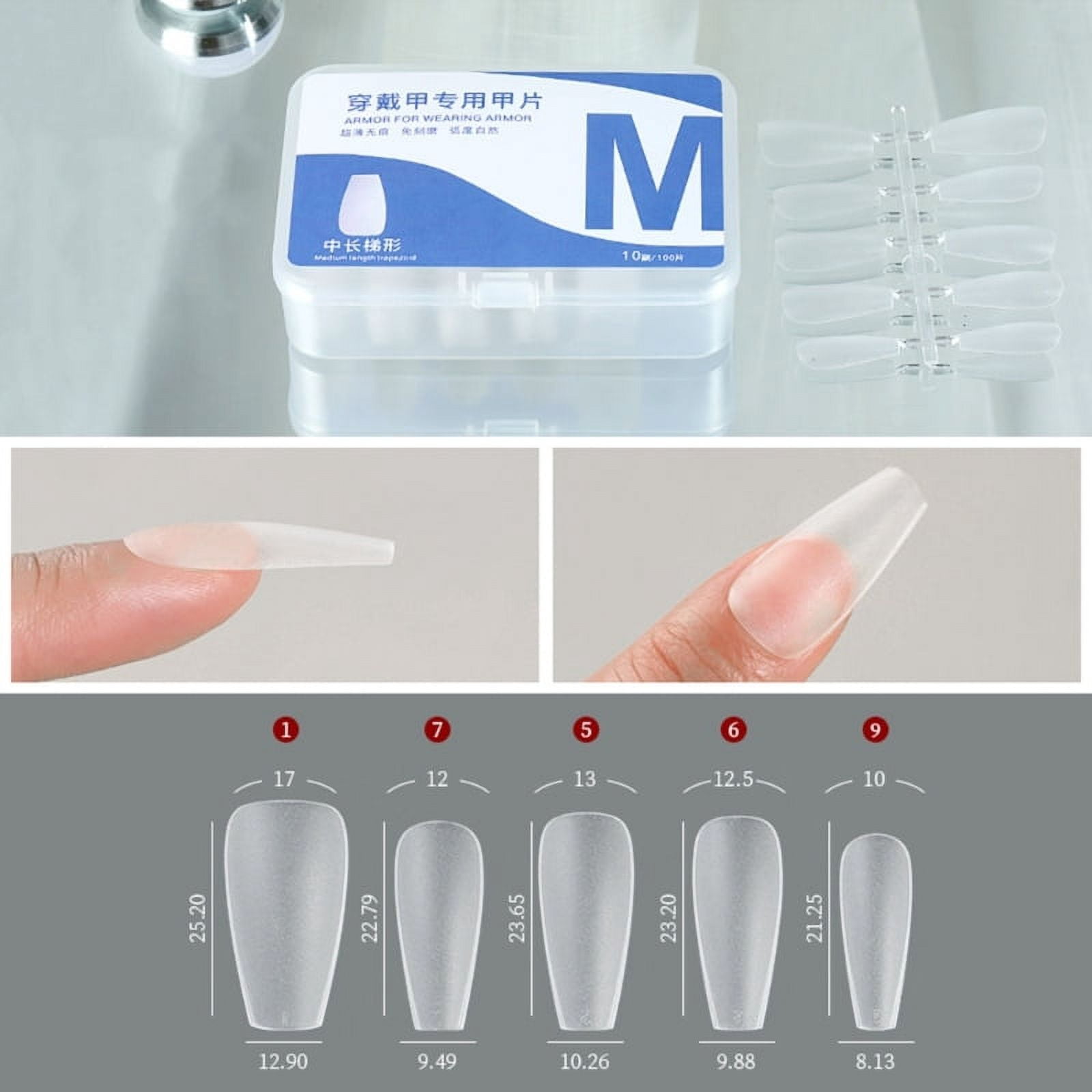 Milue 100Pcs Seamless Fake Nails Pack Artificial Nails Acrylic Nails ...