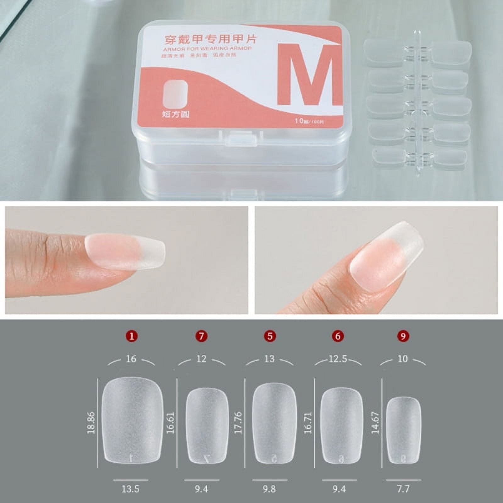 Milue 100Pcs Seamless Fake Nails Pack Artificial Nails Acrylic Nails ...