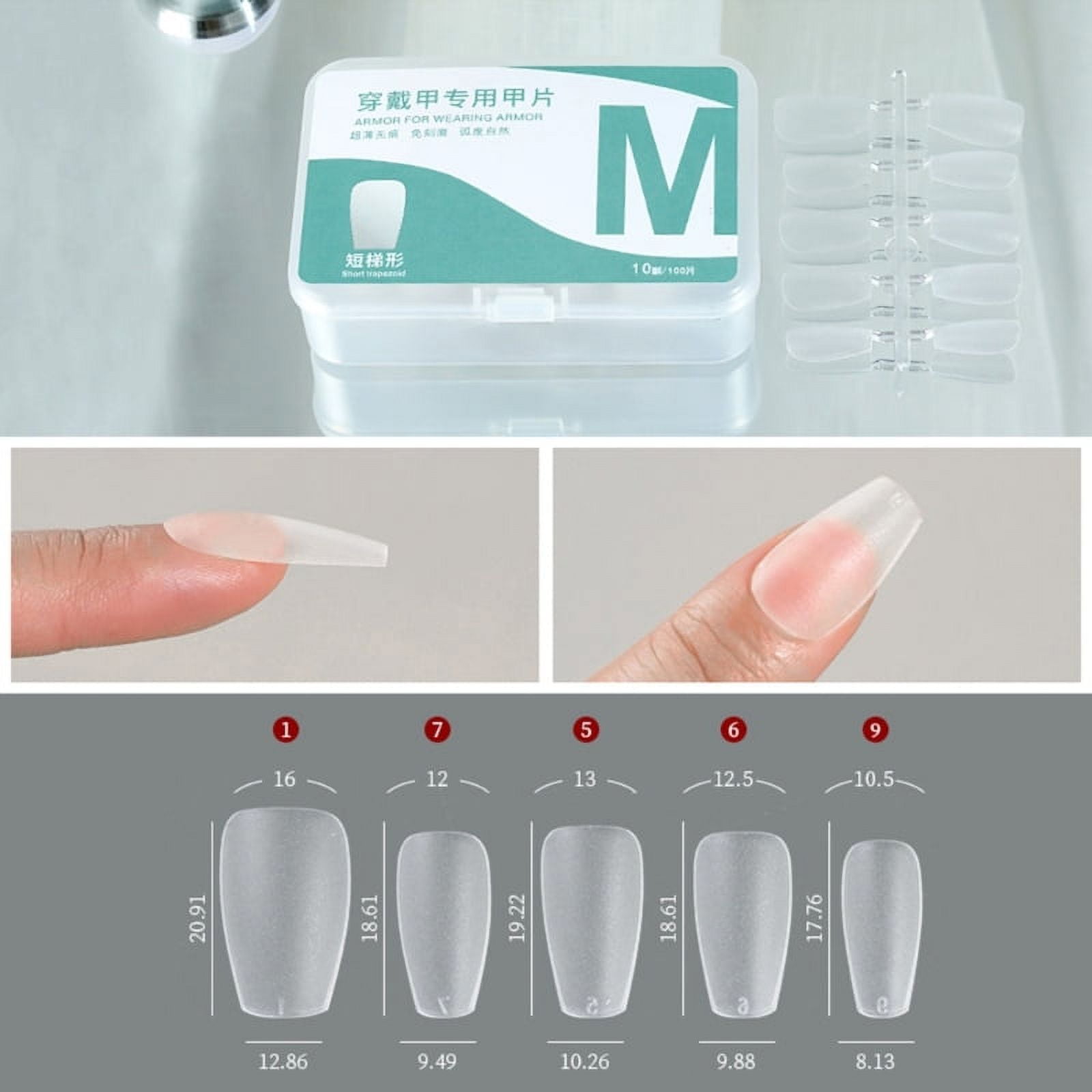 Milue 100Pcs Seamless Fake Nails Pack Artificial Nails Acrylic Nails ...